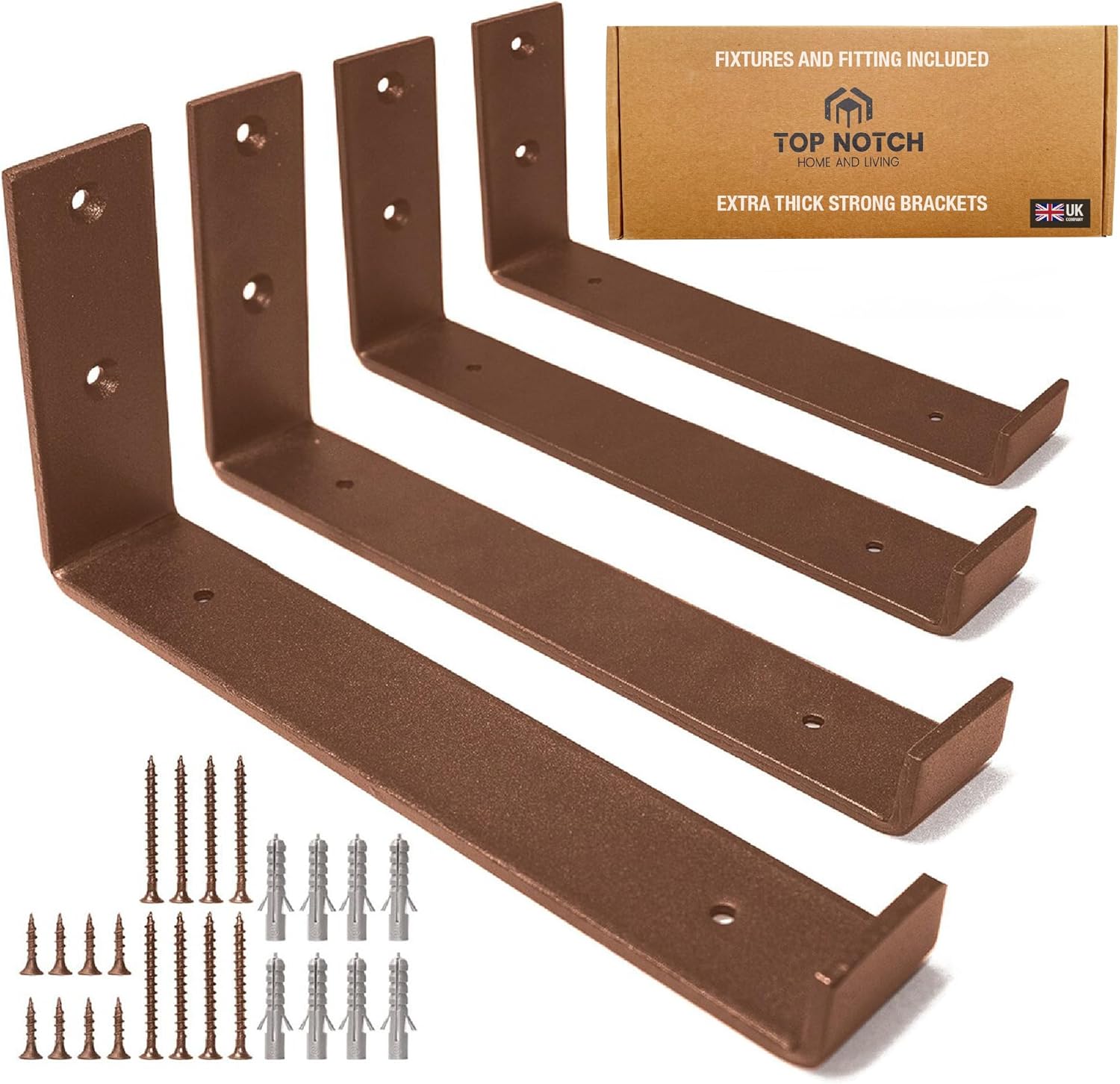 Top Notch Home and Living Heavy Duty Metal Shelf Brackets | Steel ...