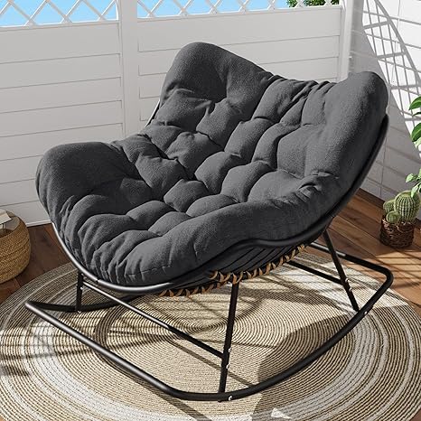Amazon.com : SWITTE Papasan Rocking Chair Outdoor, Indoor Oversized ...