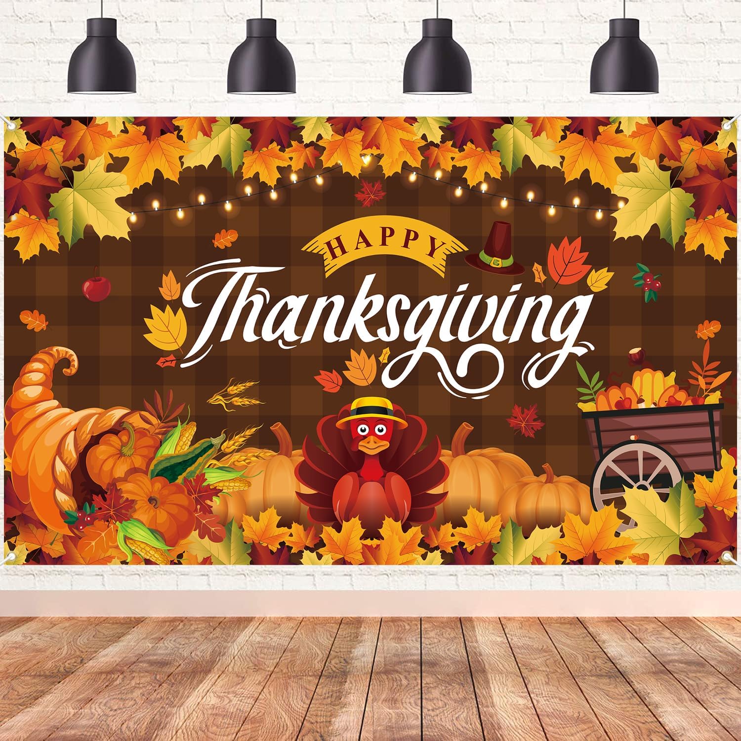 Amazon.com : Mocsicka Thanksgiving Photography Backdrop Turkey Pumpkin ...
