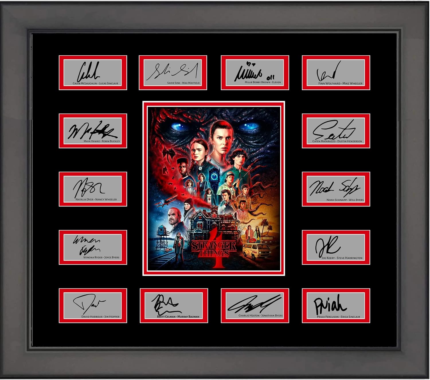Framed Stranger Things Season 4 14x Facsimile Cast Signed Laser ...