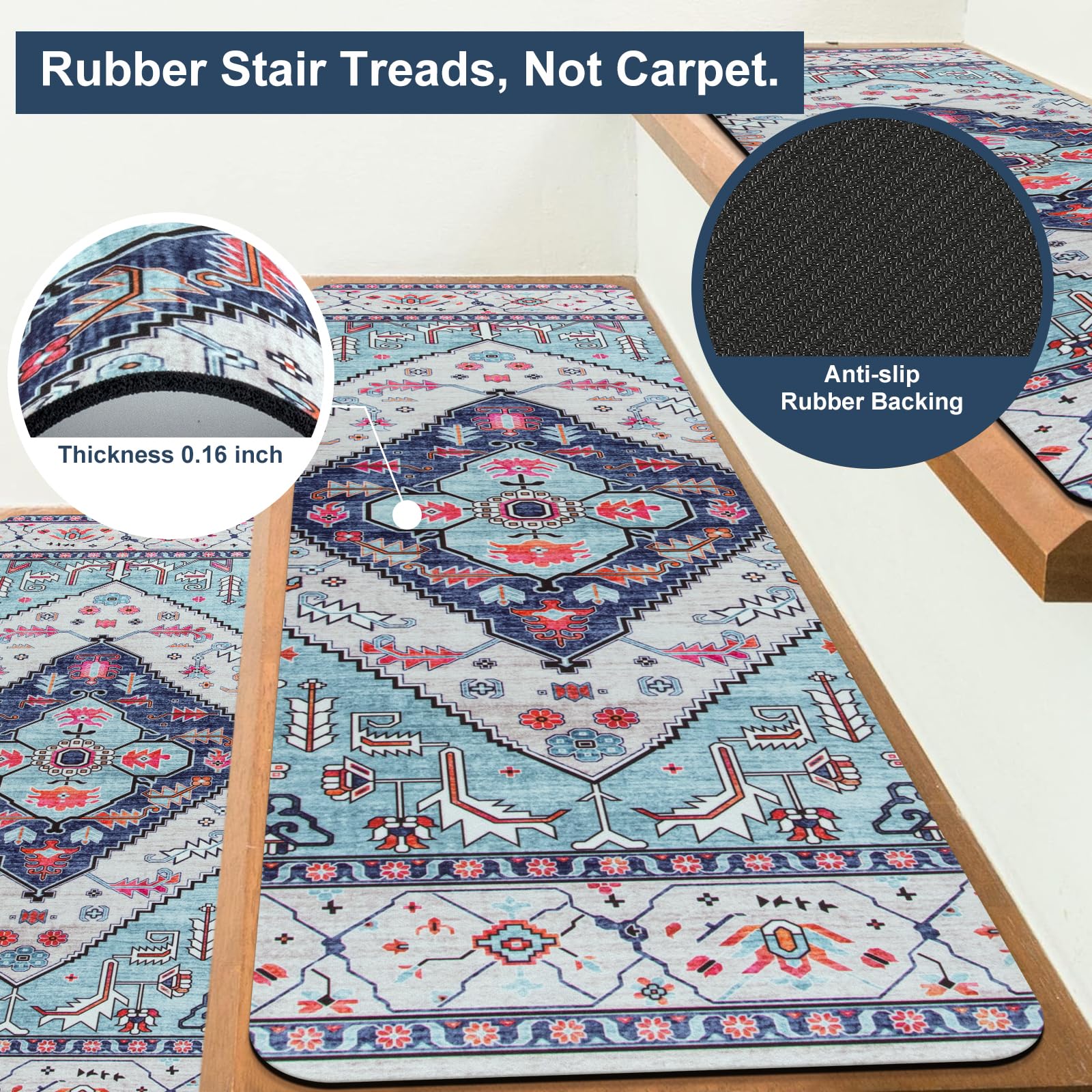 Snapklik.com : Rubber Stair Treads Set Of 7, Non Slip Stair Treads For ...