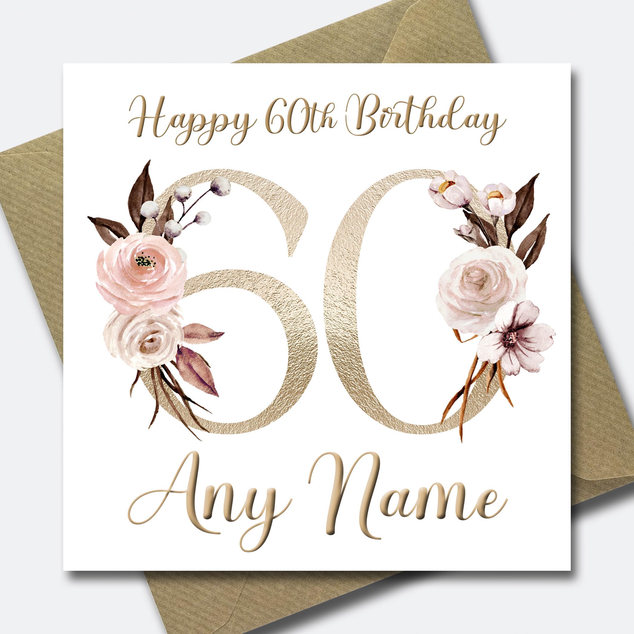 Personalised 60th Birthday Card - 60th Birthday Card for women - Floral ...