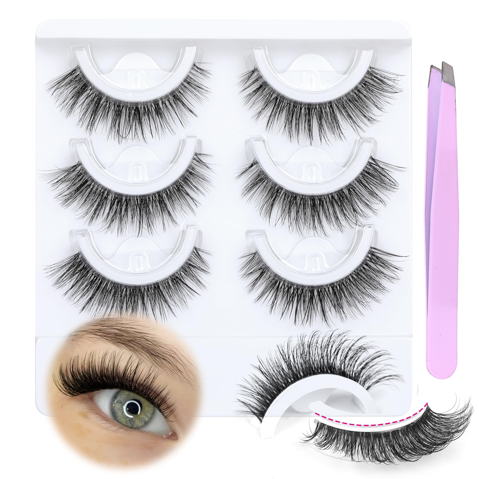 Amazon.com: JIMIRE Self-Adhesive Eyelashes Lash Buddy with Clear Band ...