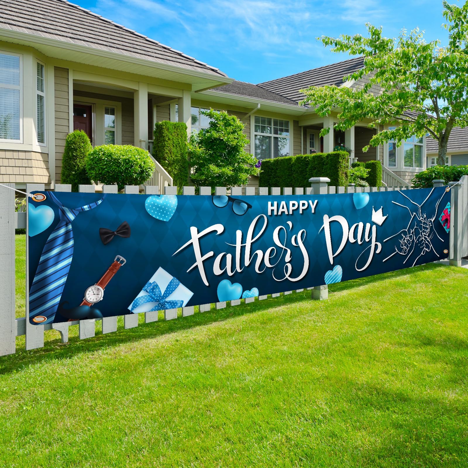 Amazon.com: Happy Fathers Day Decoration, Father Day Party Banner, 118 ...