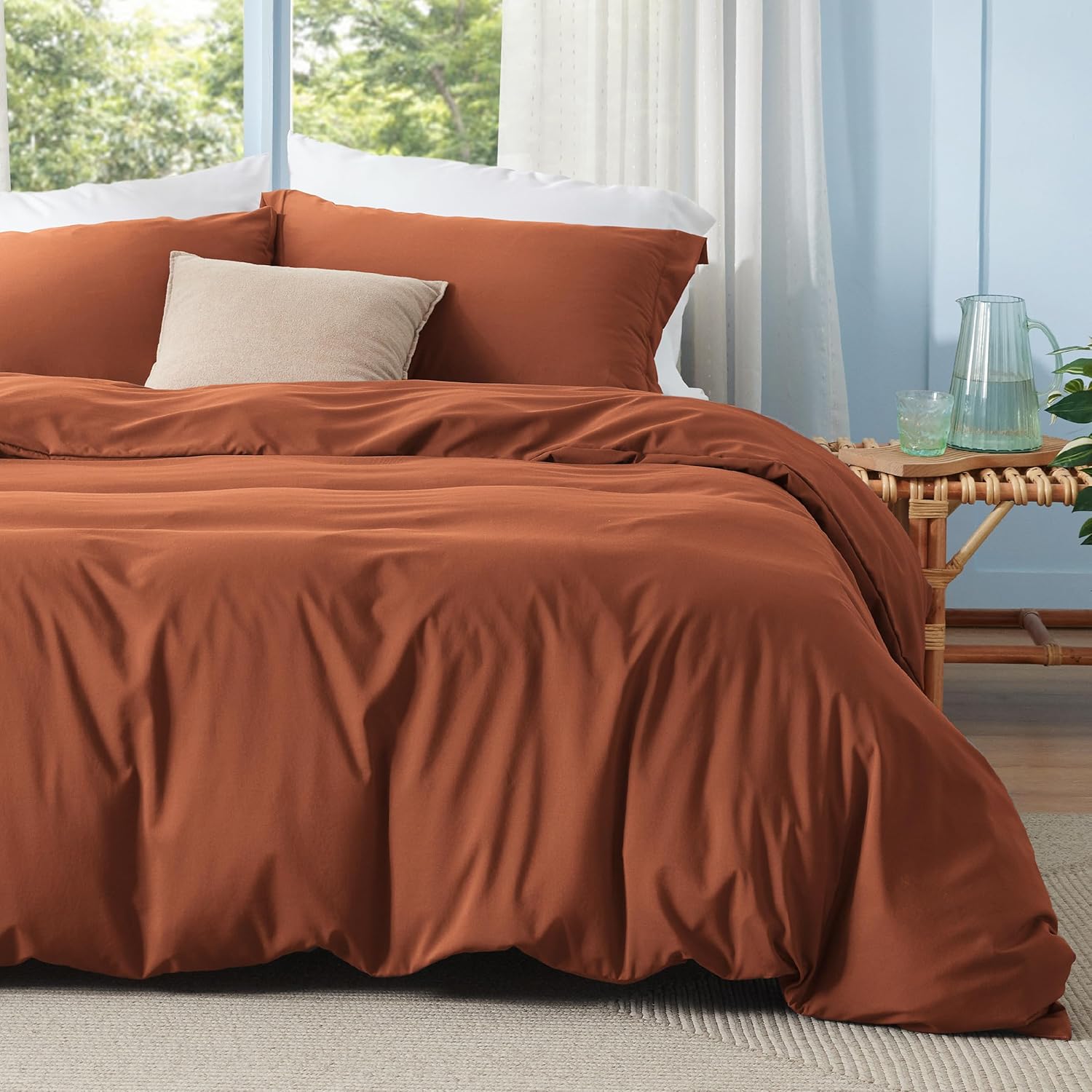Amazon.com: Bedsure Terracotta Duvet Cover King Size - Polyester ...