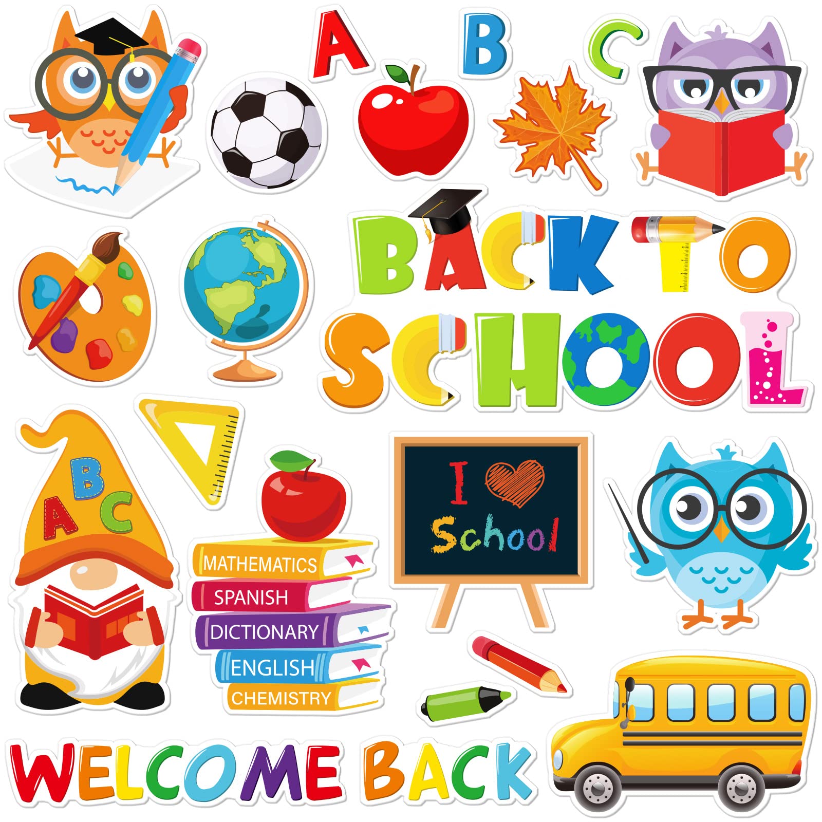 Amazon.com: Whaline 40Pcs Back to School Thick Gel Clings Welcome Back ...