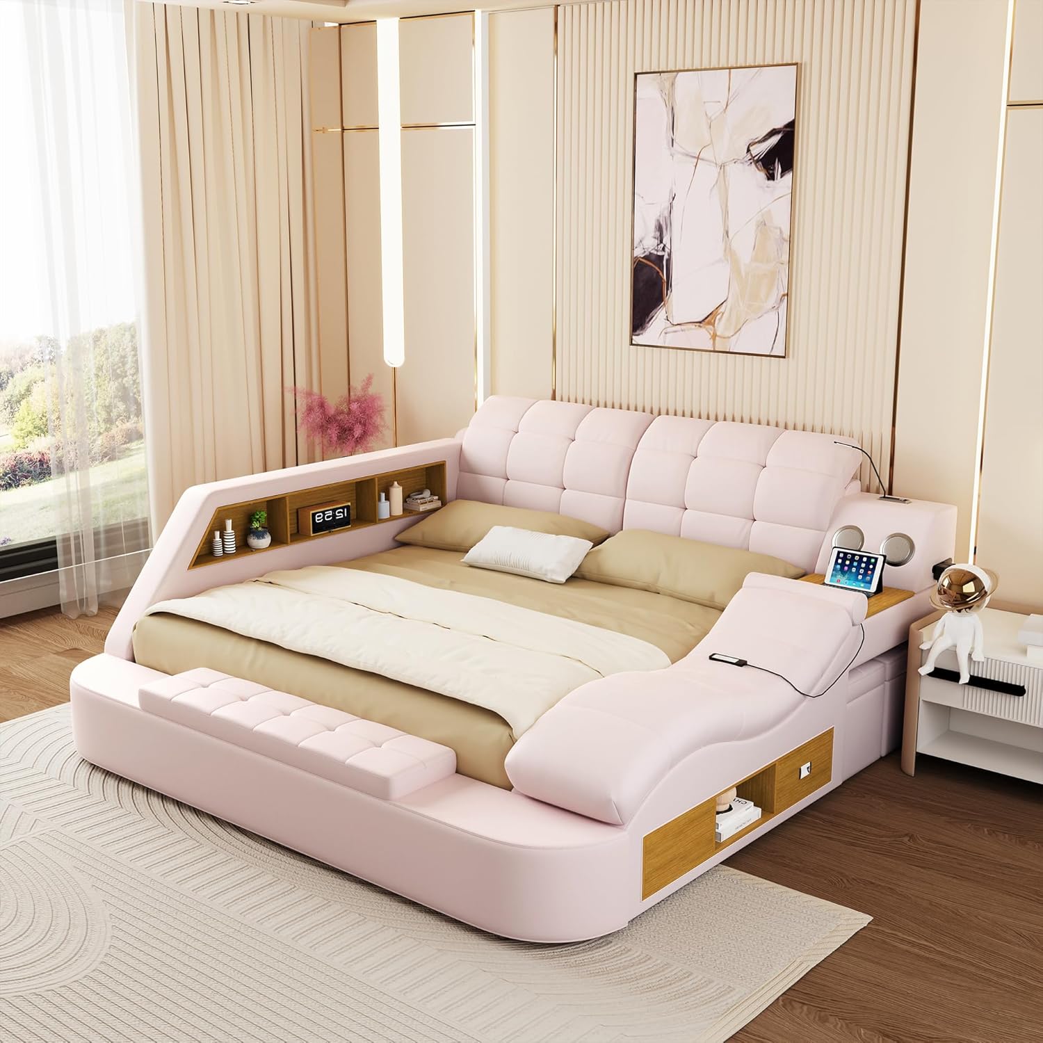 Amazon.com: King Size Smart Multifunctional Bed Frame, Platform Bed ...
