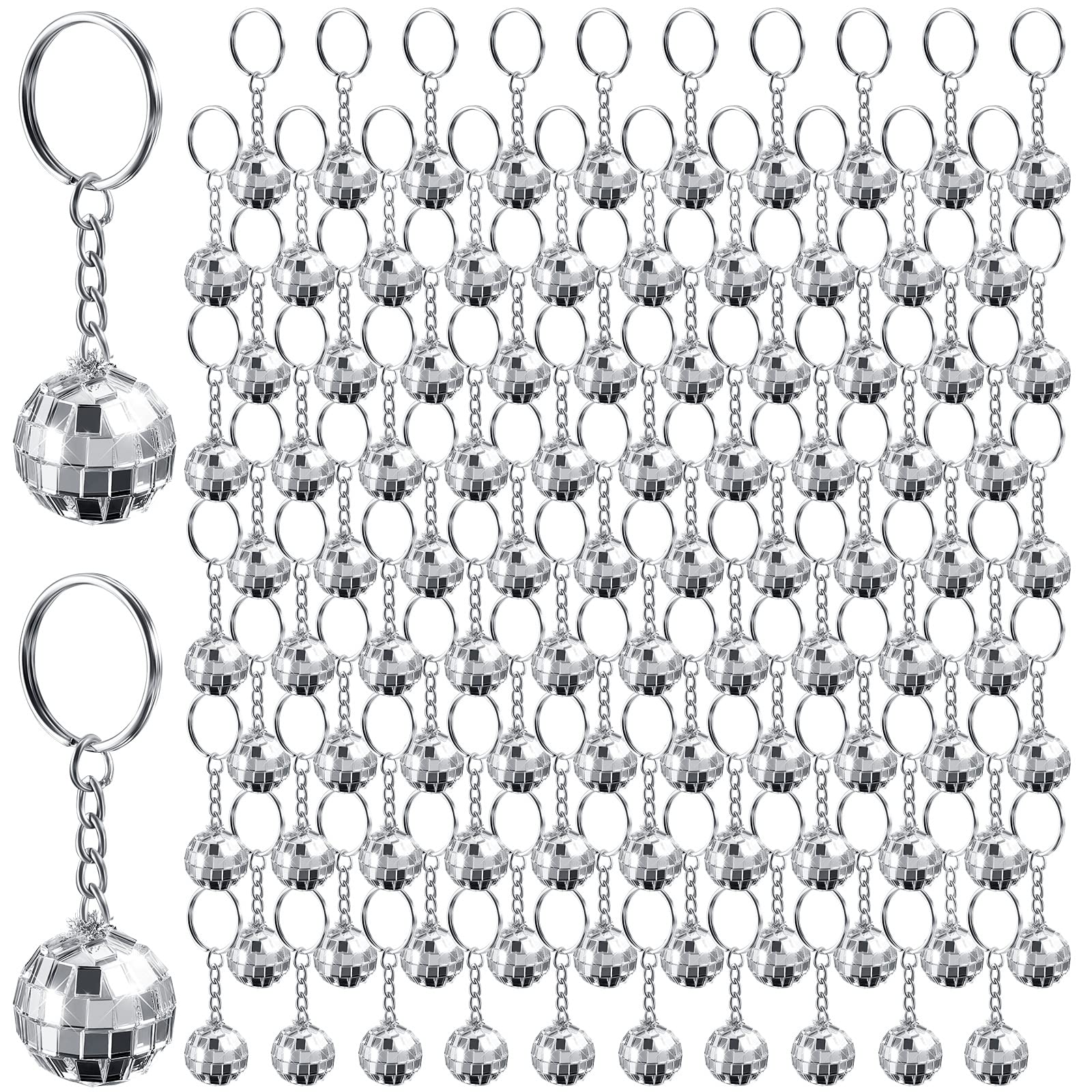 Amazon.com: 96 Pcs Mini Disco Ball Keychains Disco Ball Party Favors ...