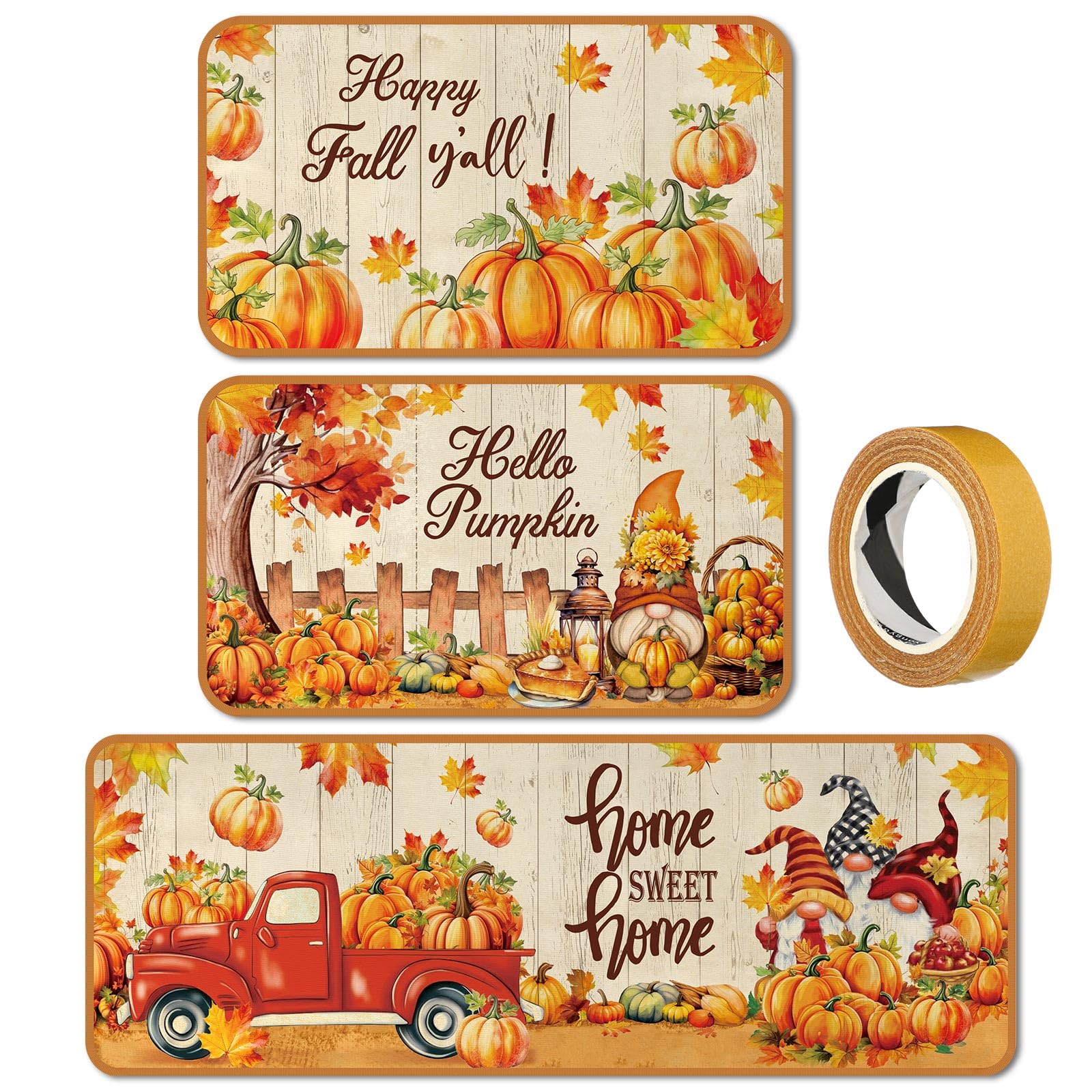 Amazon.com: SATINIOR 3 Pcs Thanksgiving Kitchen Rugs and Mat Set Autumn ...