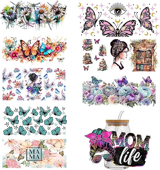 Amazon.com: UV DTF Cup Wrap, Transfer Stickers for 16OZ Glass Coffee ...