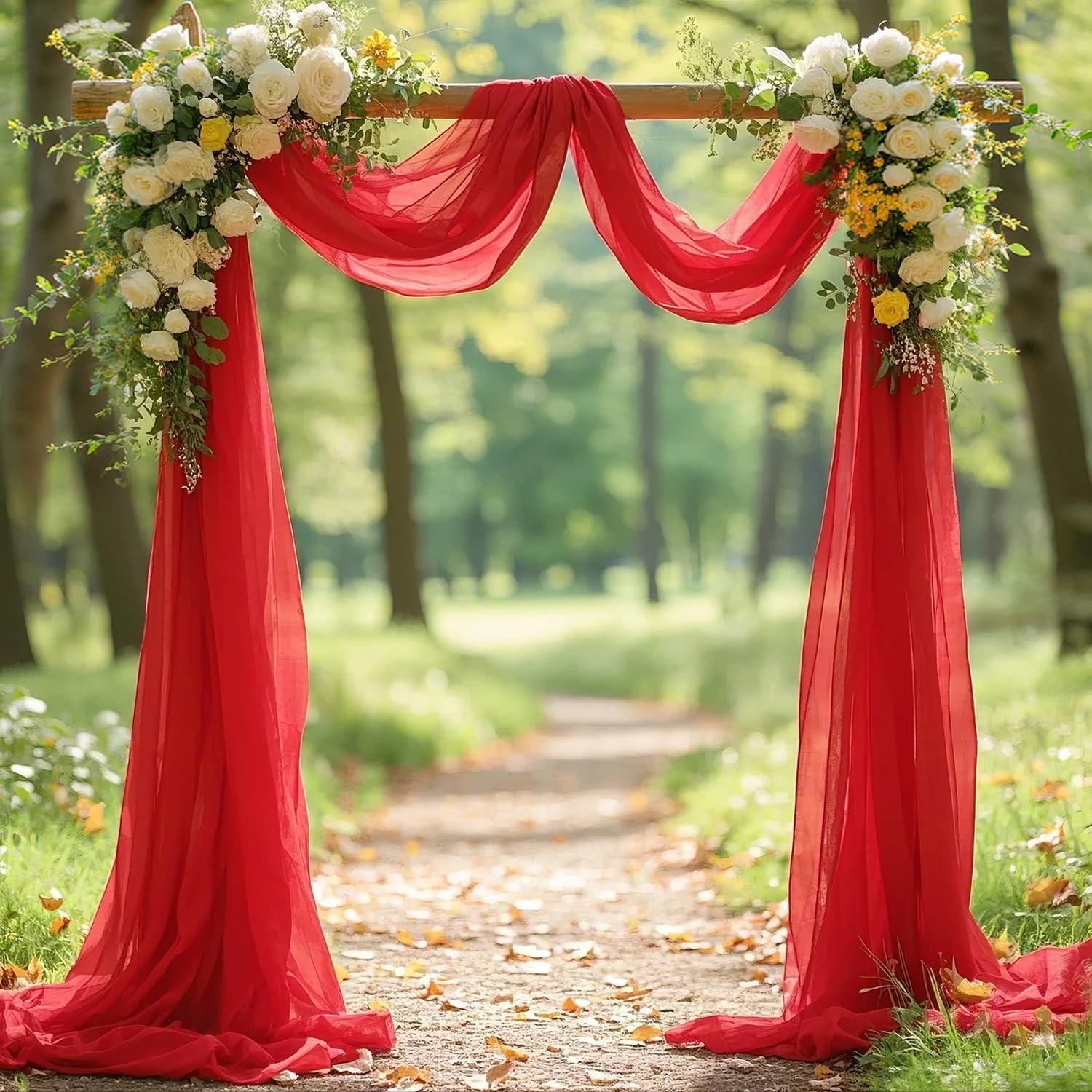 Amazon.com: FUHSY Wedding Arch Draping Fabric Red Wedding Arch Drapes 2 ...