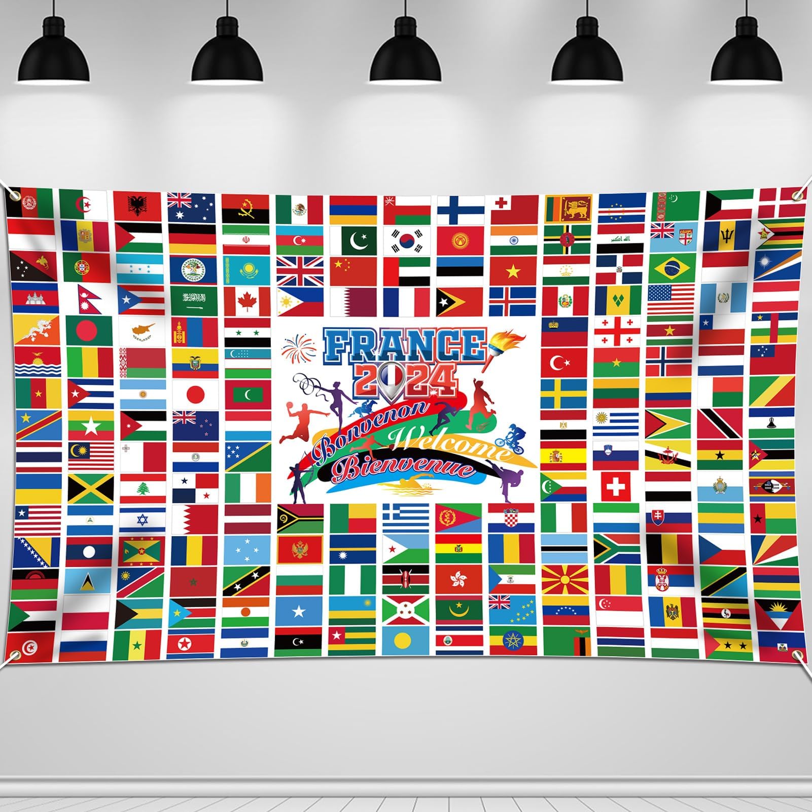 Amazon.com: HOWAF International Flag Welcome Banner,2024 World Flags ...