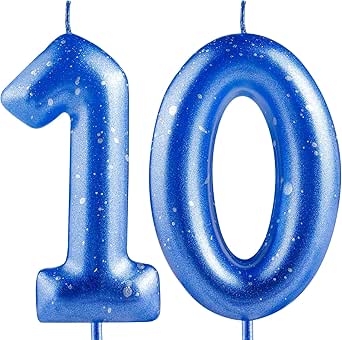 Amazon.com: Hongplus Blue Number 10 Candles - 10 Birthday Candle, Happy ...