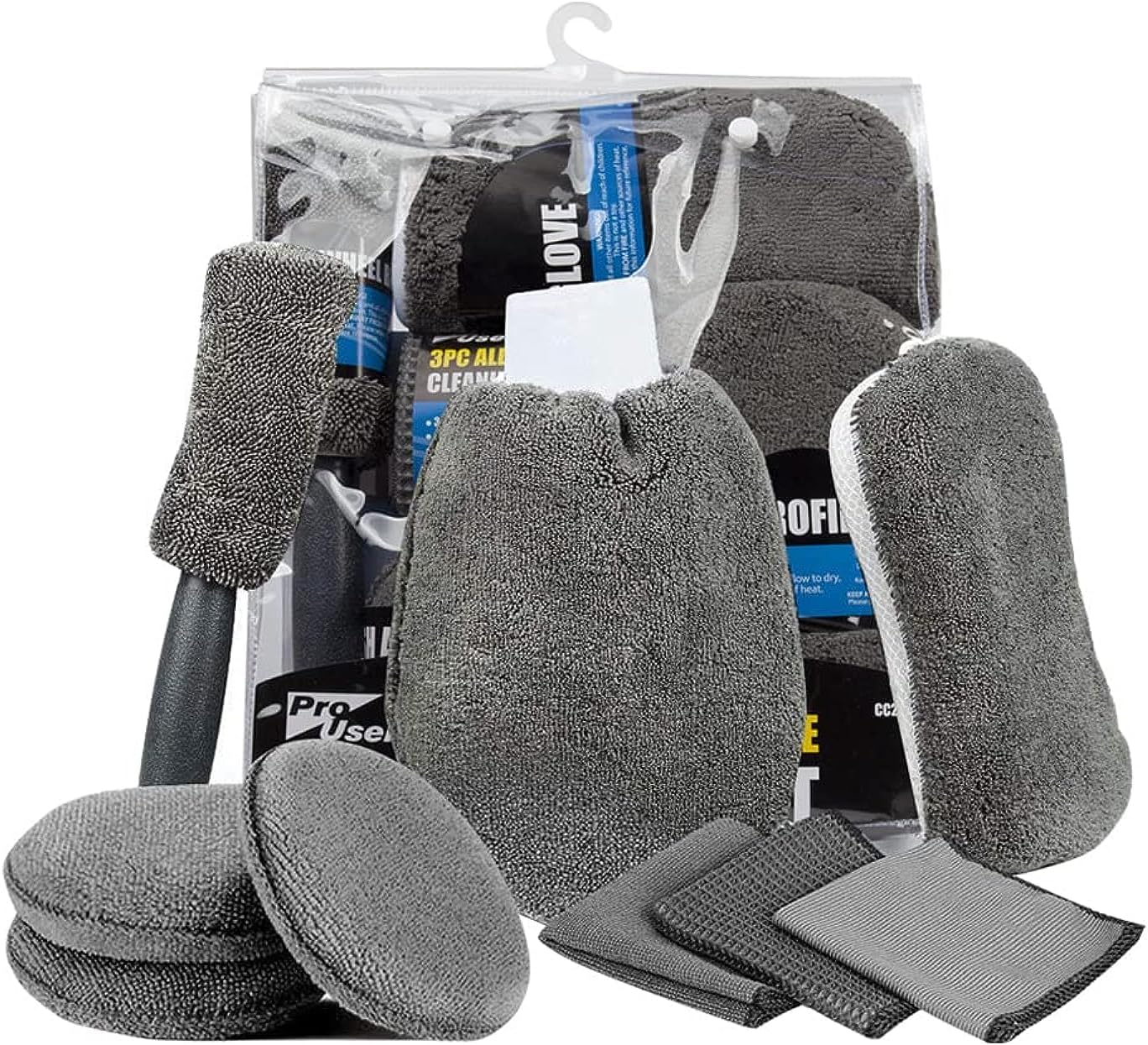 9 Pieces Microfiber Car Cleaning Kit | 3 Microfiber Towels | 3 ...