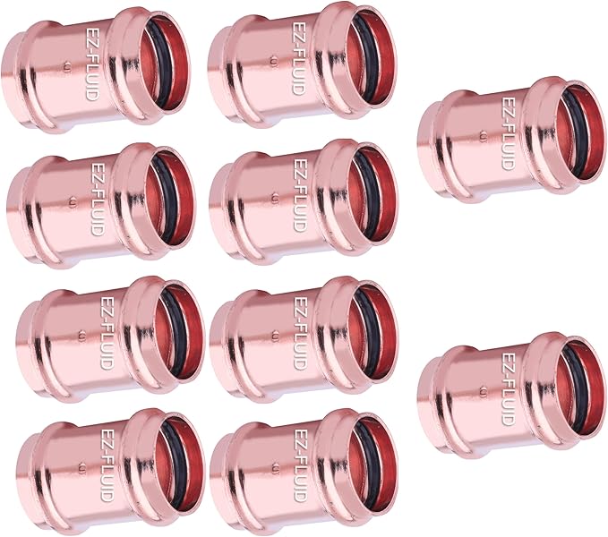 Amazon.com: (10Pcs) EZ-FLUID Copper Press Fittings 1/2" Coupling with ...