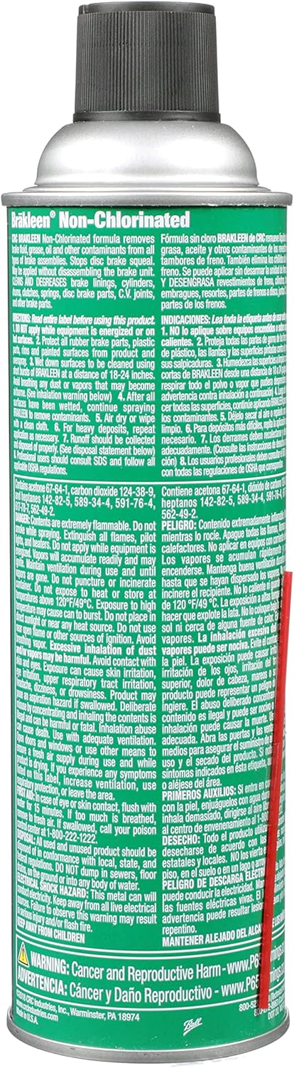 CRC Brakleen – Limpiador de piezas de frenos sin cloro con tecnología ...