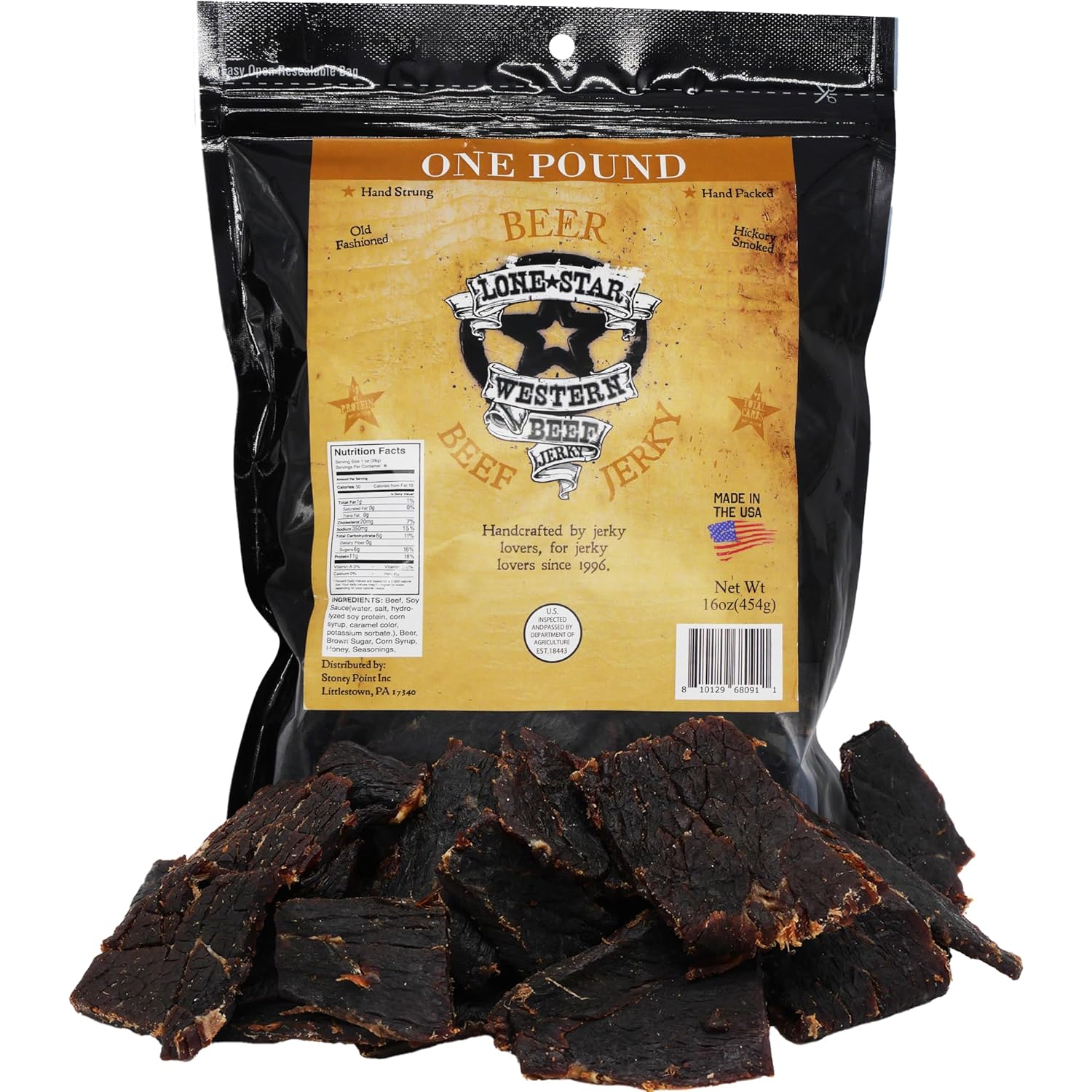 Amazon.com: Lone Star Beer Flavored Beef Jerky - 1 Pound Resealable Bag ...