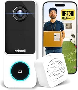 Amazon.com: adomii Wireless Video Doorbell Camera - Clear 3MP Video WiFi Door Camera - AI ...