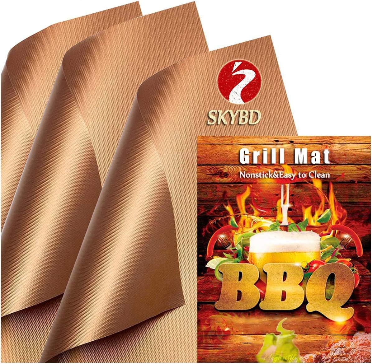 Amazon.com: SKYBD Copper Grill Mats (Set of 6), 100% Non-Stick BBQ ...