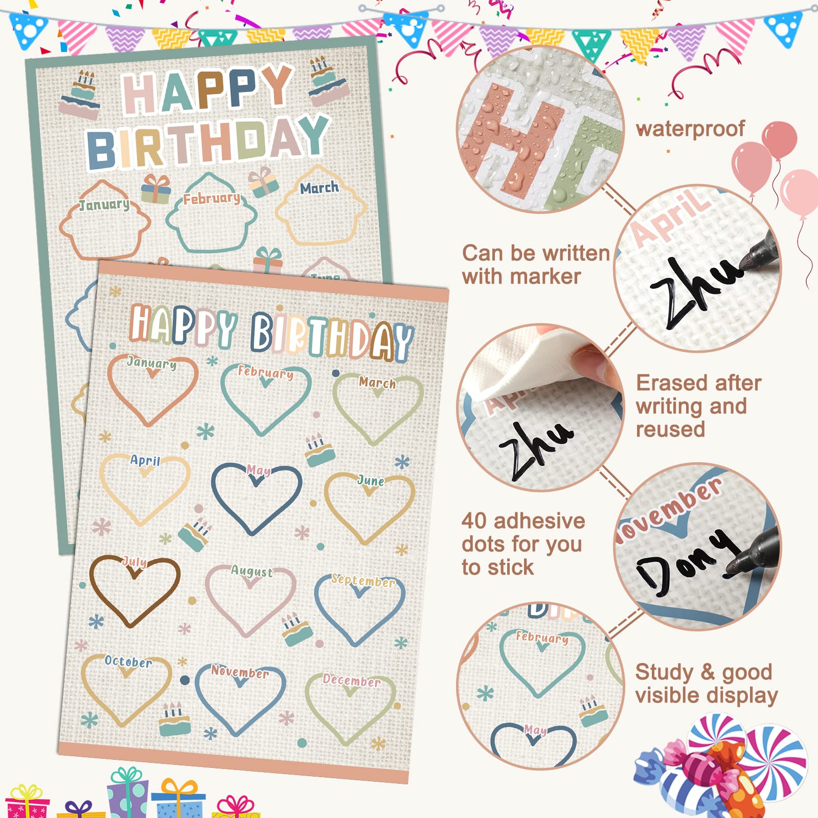 Boho Classroom Decor Happy Birthday Chart For Classroom Birthday Poster ...