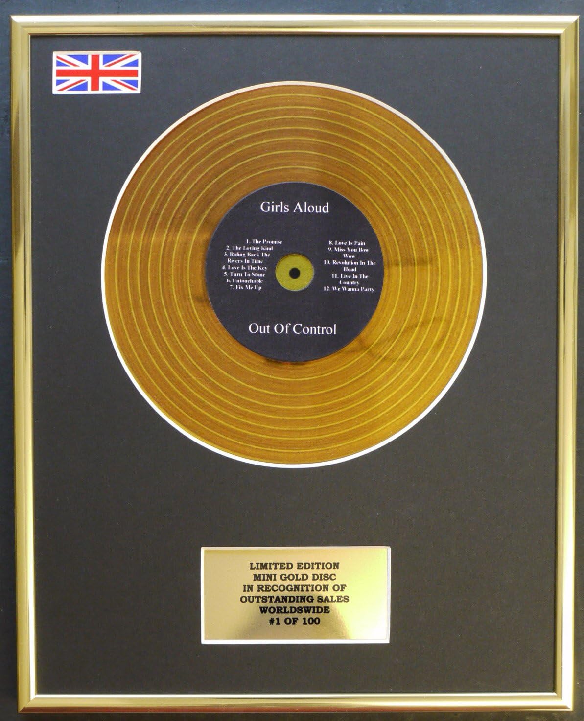 GIRLS ALOUD/MINI GOLD DISC DISPLAY/LIMITED EDITION/COA/OOUT OF CONTROL ...