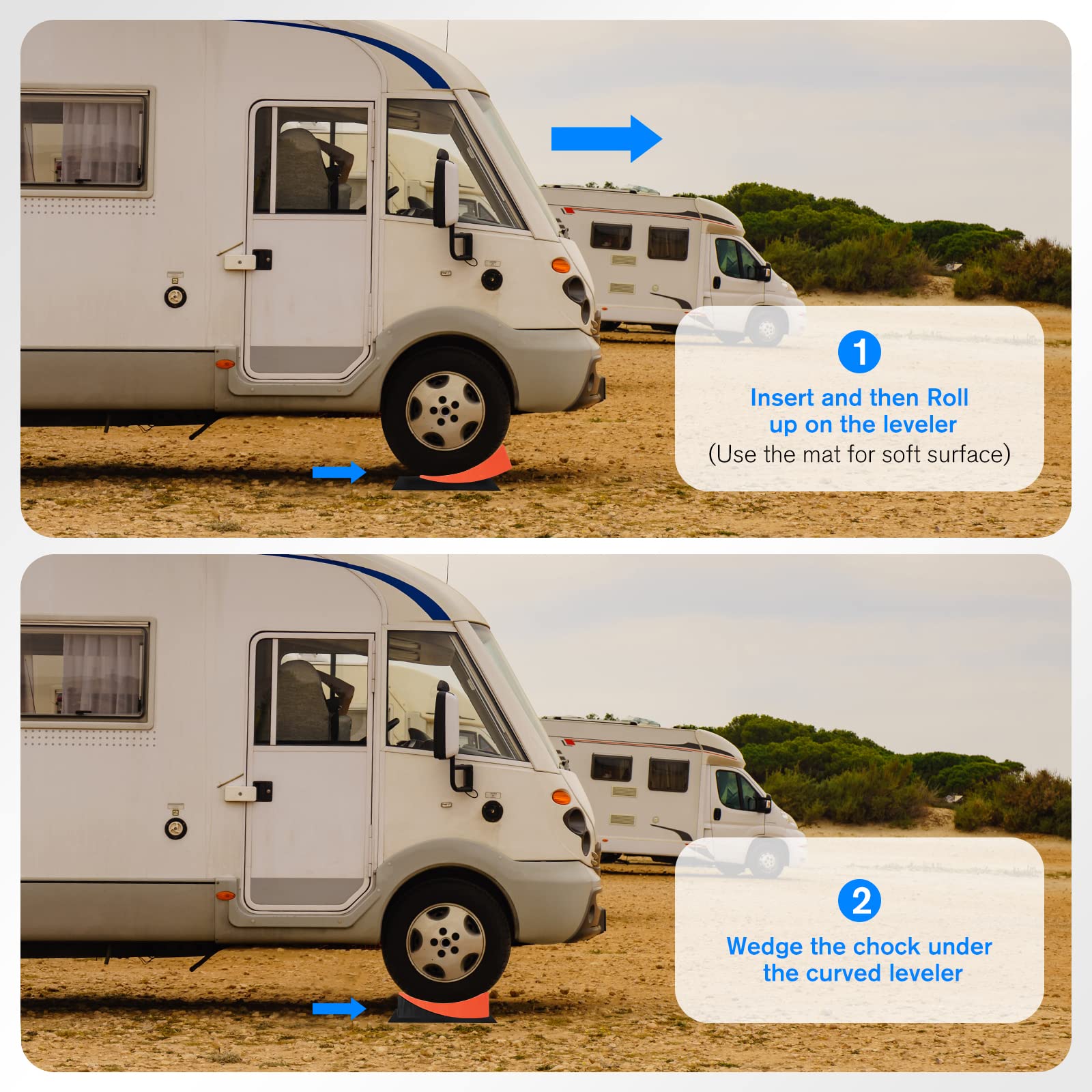 PAULINN Camper Levelers 2 Packs, RV Leveling Blocks Ramp Chock Kit ...