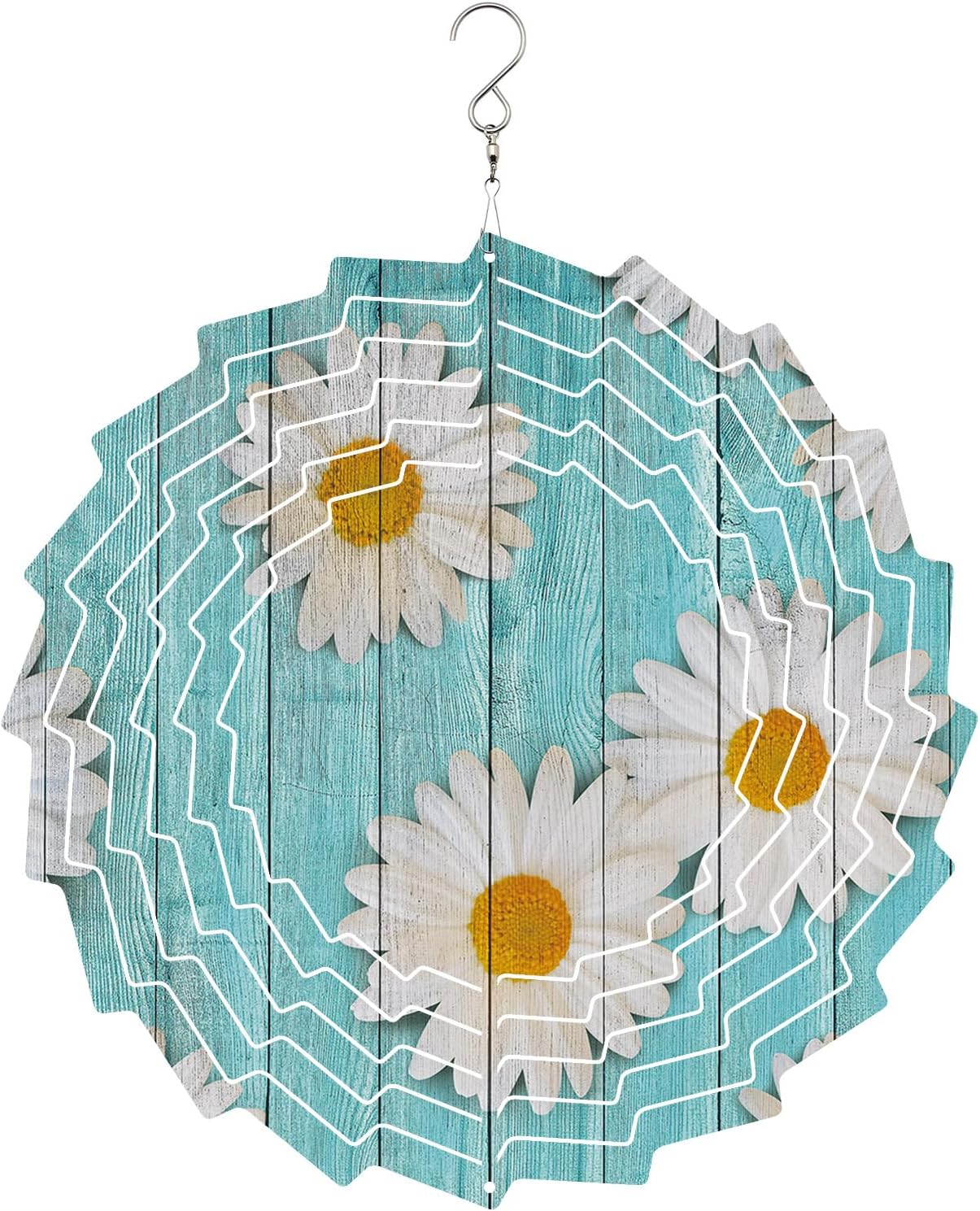 Amazon.com: Hanging Wind Spinners Outdoor Little Daisy Flower Board ...