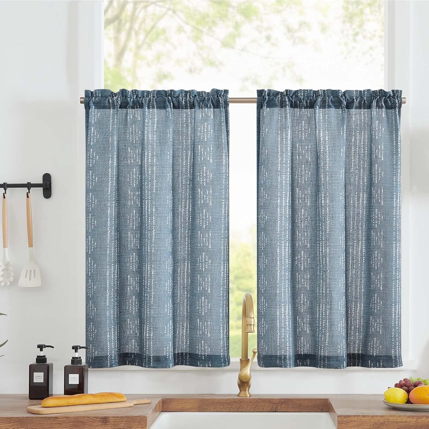 Amazon.com: jinchan Boho Kitchen Curtains Linen Tier Curtains 36 Inch ...