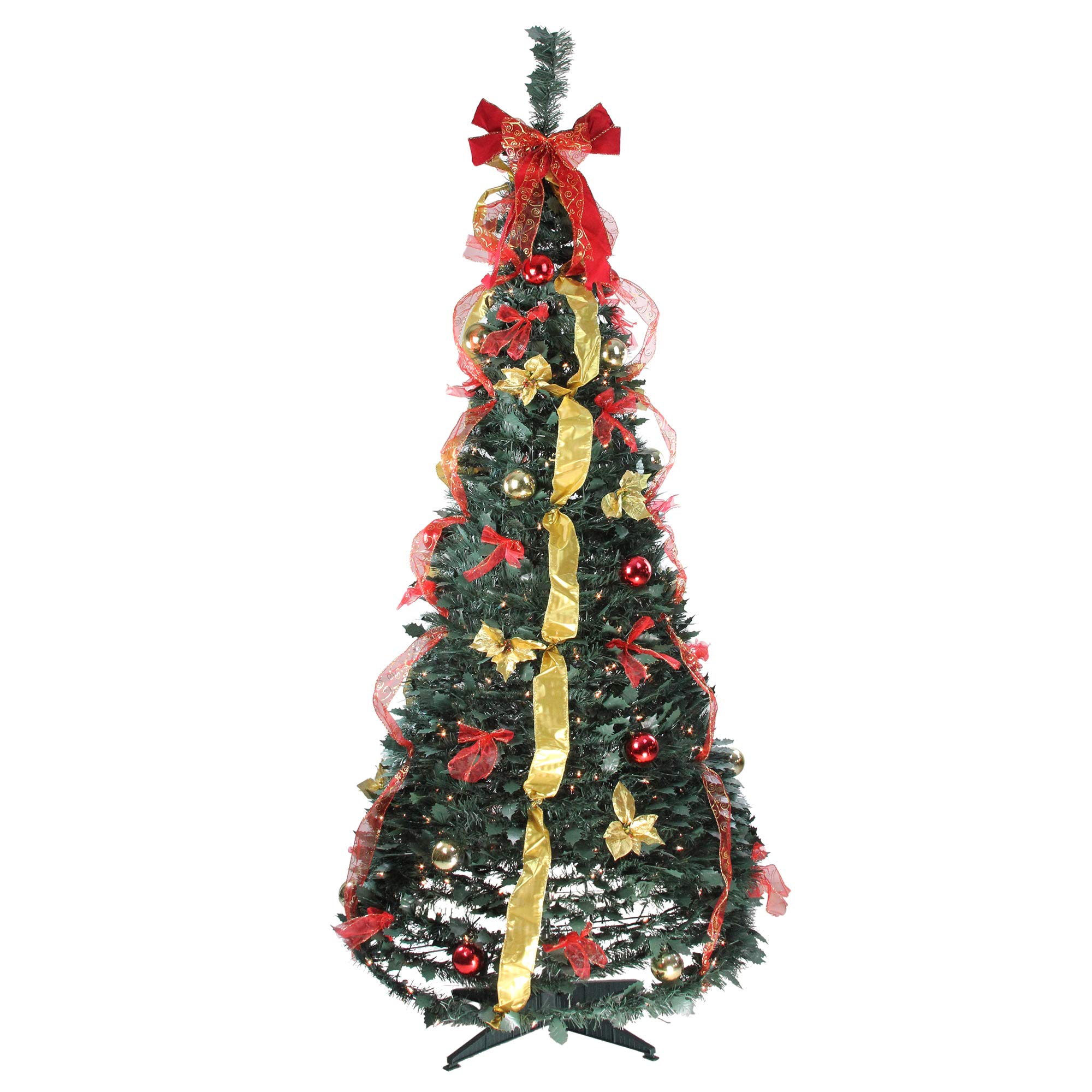 Amazon.com: Northlight 6' Pre-Lit Red and Gold Pop-Up Artificial ...