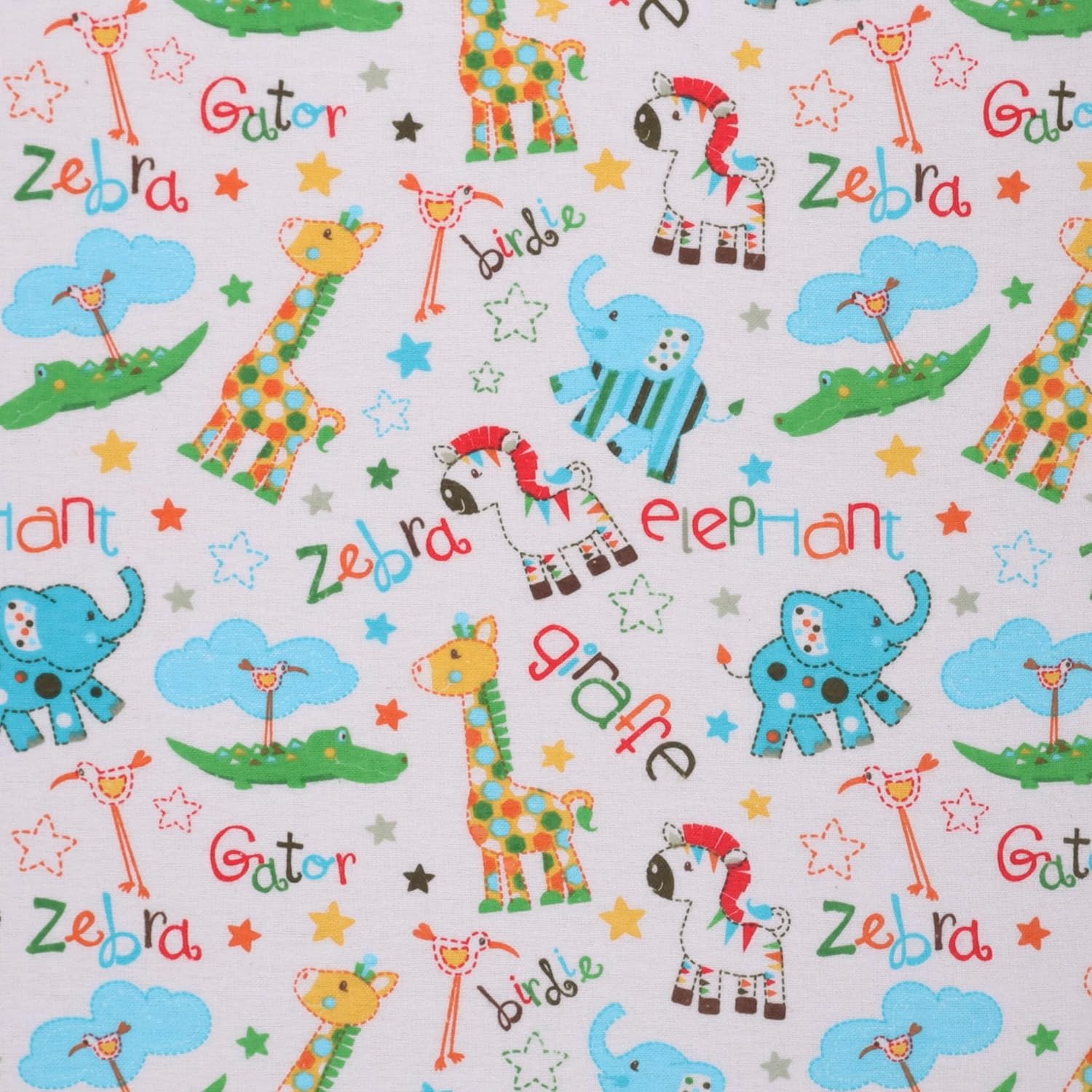 Amazon.com: Mook Fabrics Flannel PRT Zebra Elephant, White 15 Yard Bolt