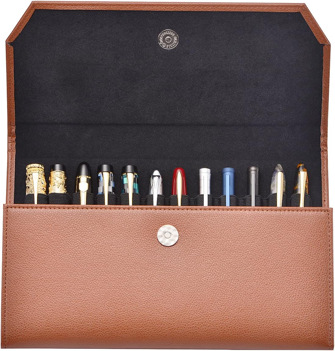 Amazon.com : Lanxivi 12 Coffee PU Leather Fountain Pen Case Organizer ...