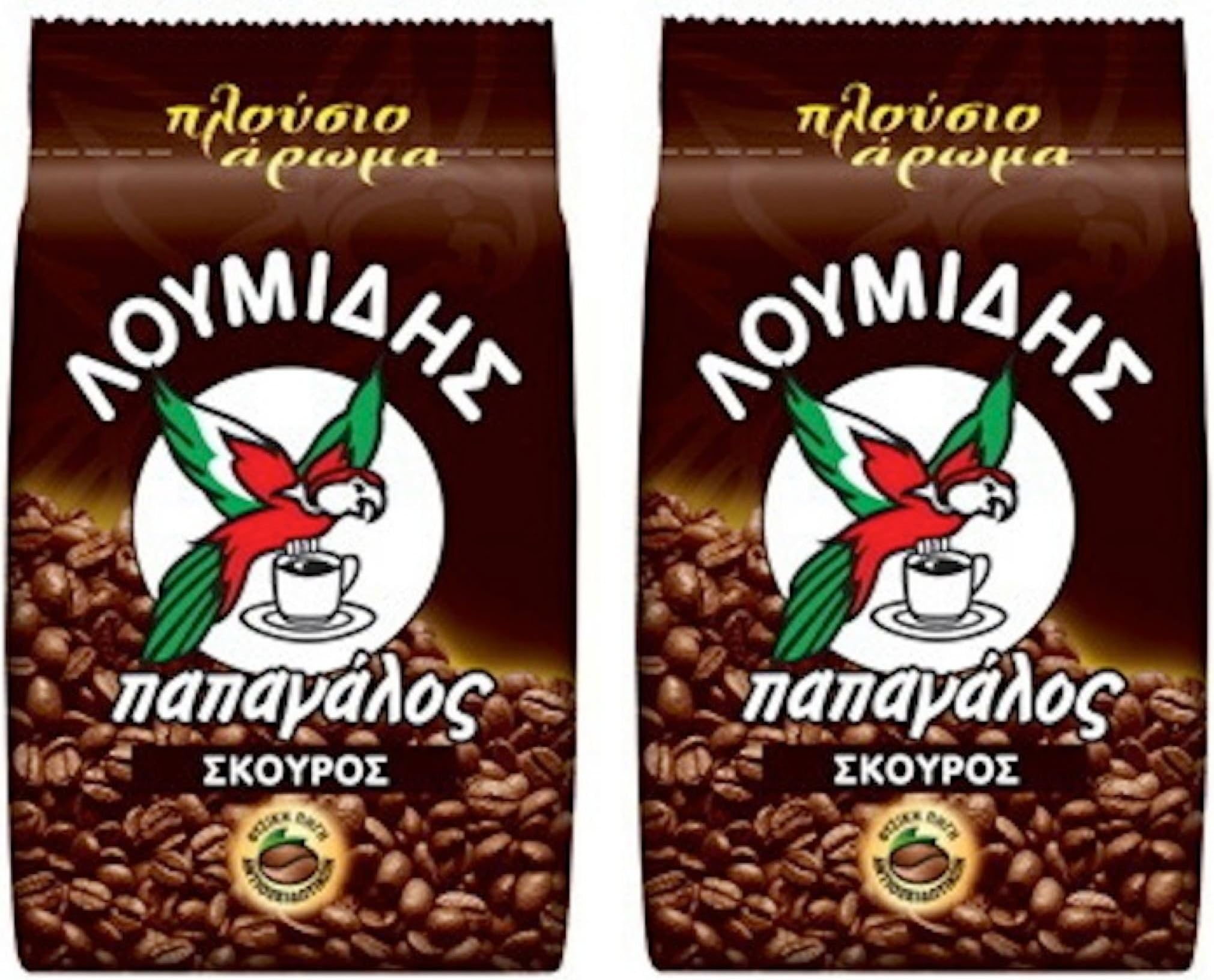 Amazon.com : Loumidis Greek Ground Coffee Papagalos Traditional 2 Pack ...