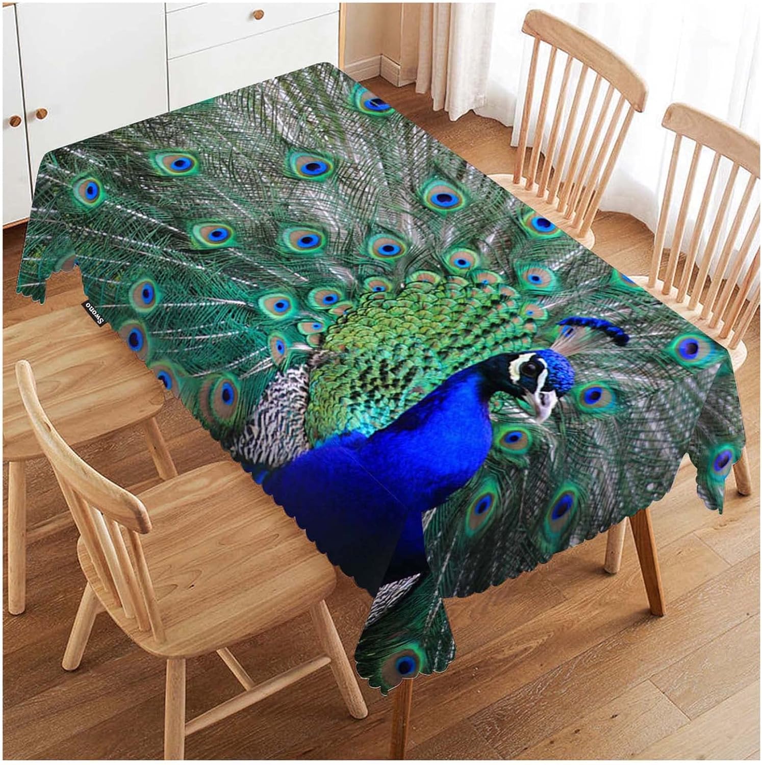 Amazon.com: Swono Peacock Table Cloth Rectangle Tables Beautiful Bird ...