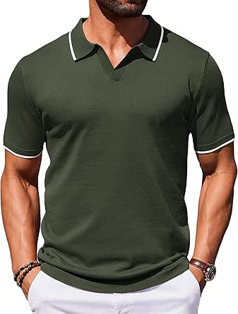 COOFANDY Mens Polo Shirts Short Sleeve Casual Knit Polo Shirt Vintage Golf T Shirts Old Money ...