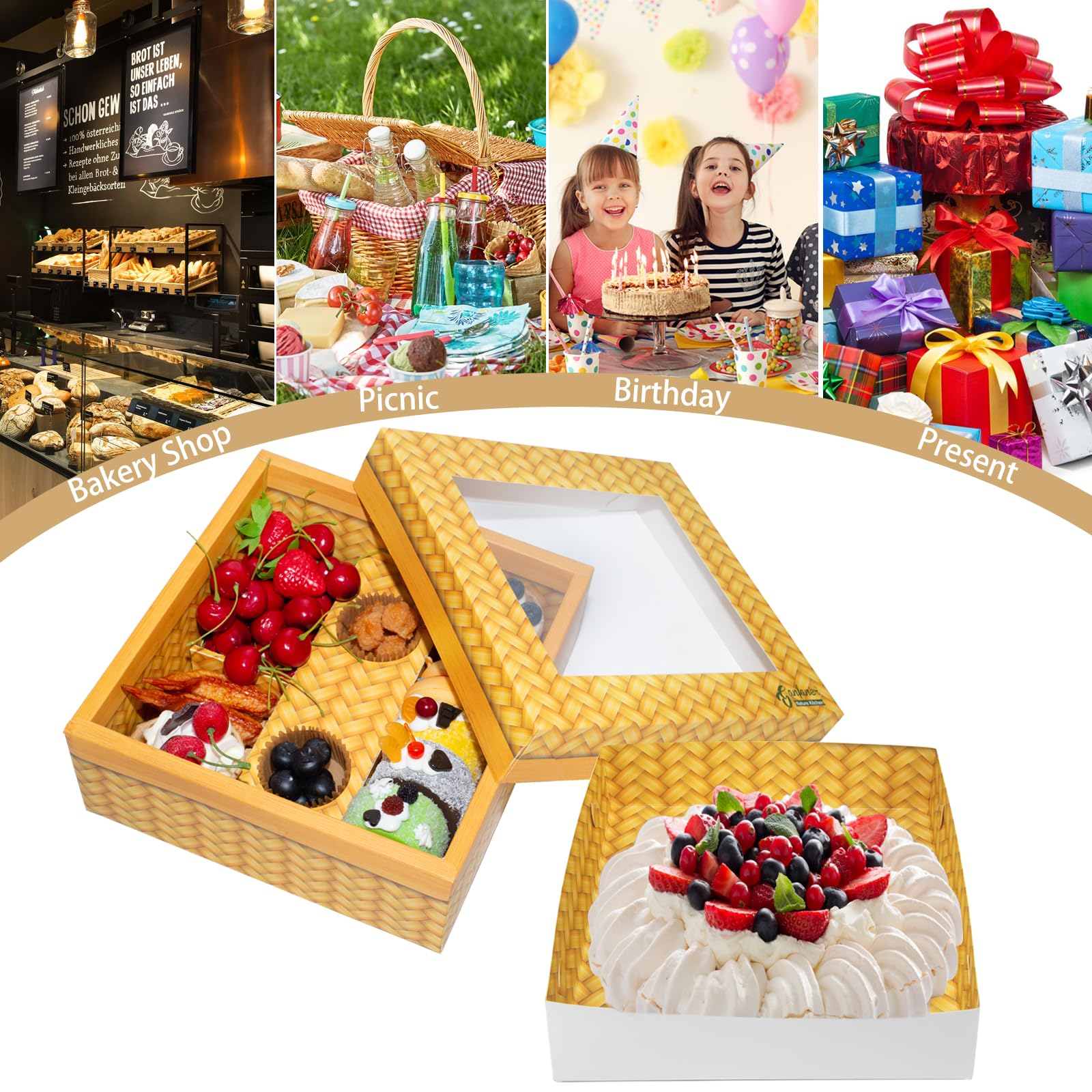 Snapklik.com : Cupcake Containers Weaved Bamboo Printed,2-Layer ...