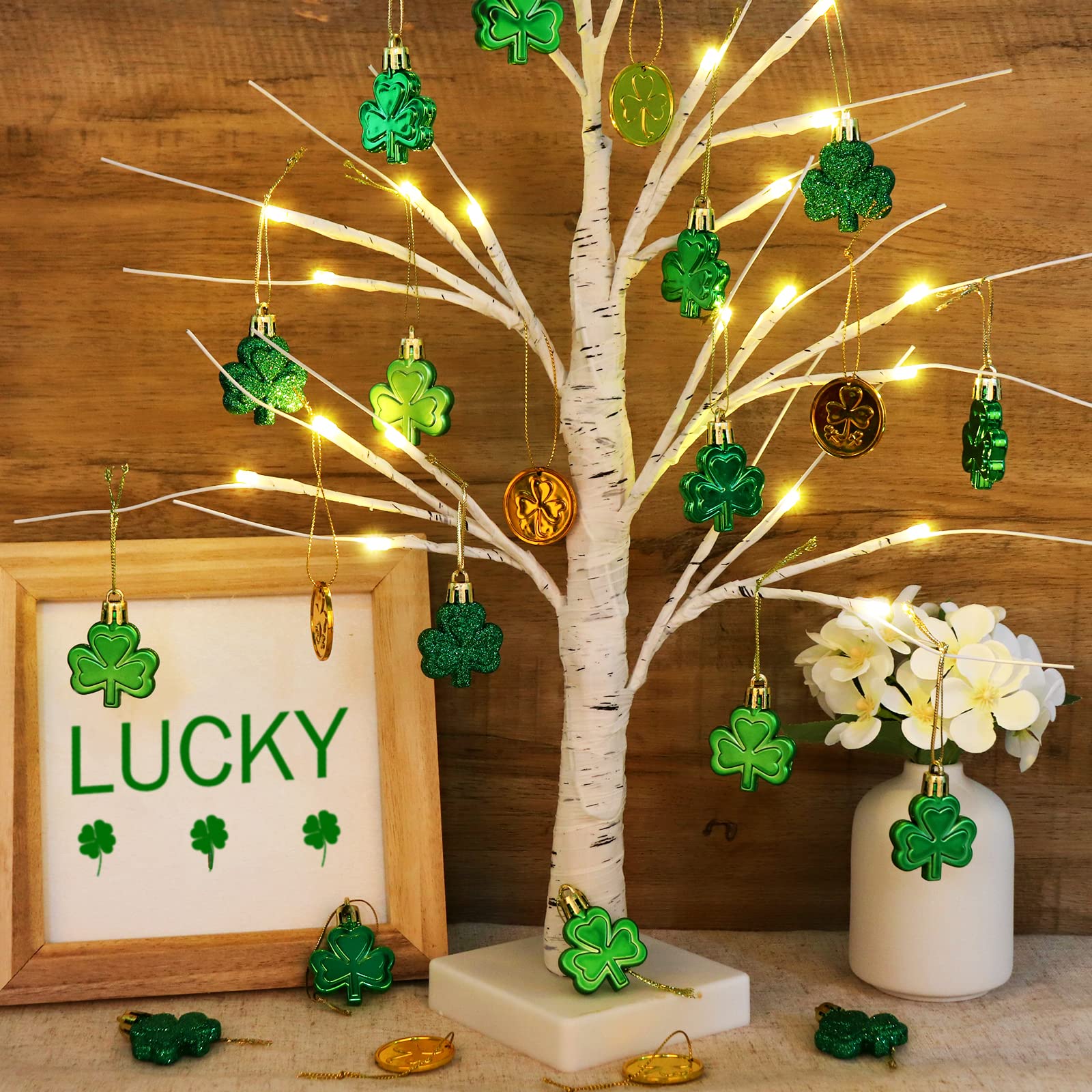 Amazon.com : St Patricks Day Decorations 23.2" Lighted Birch Tree with ...