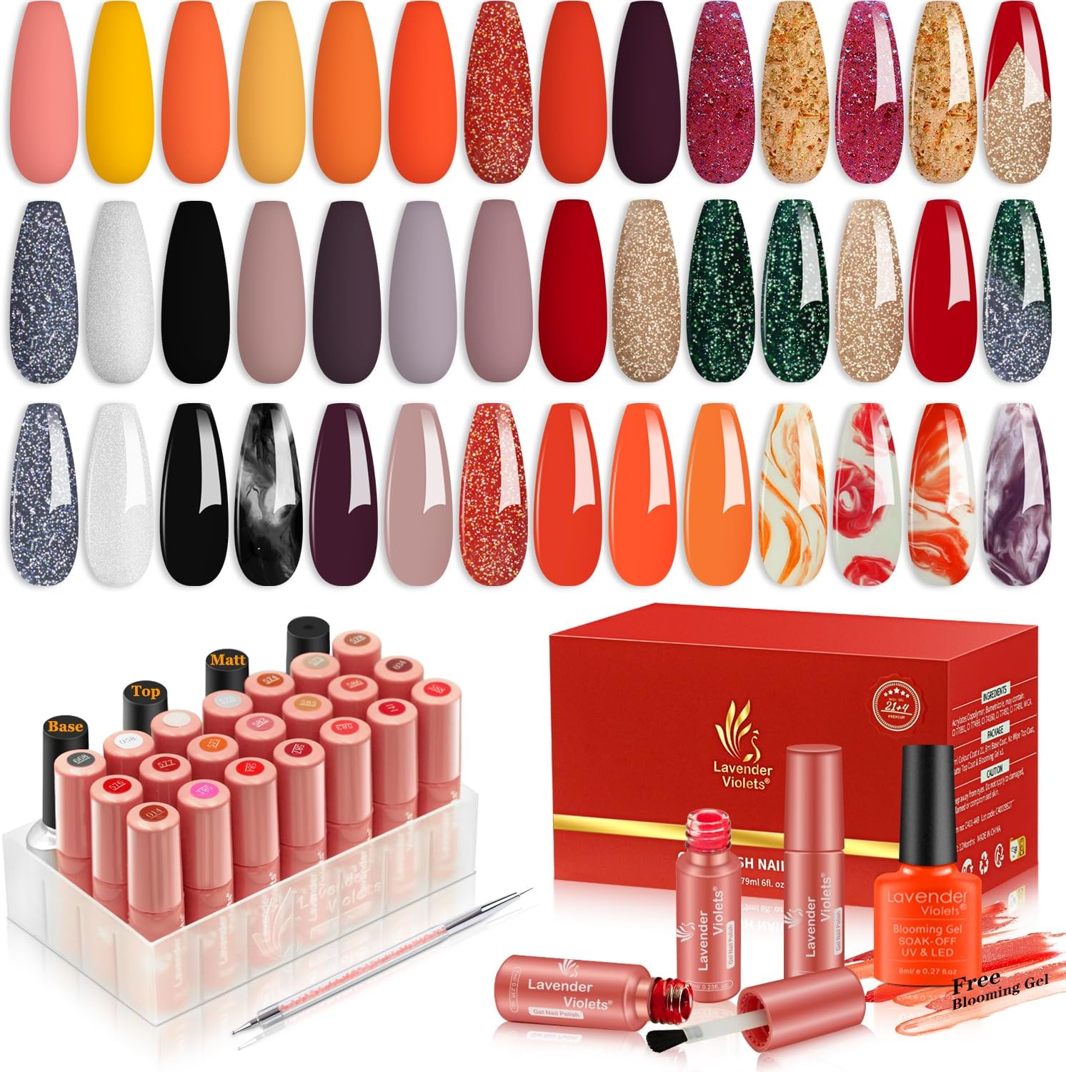 Lavender Violets 25 Pcs Gel Nail Polish Pumpkin Party With Foundation ...