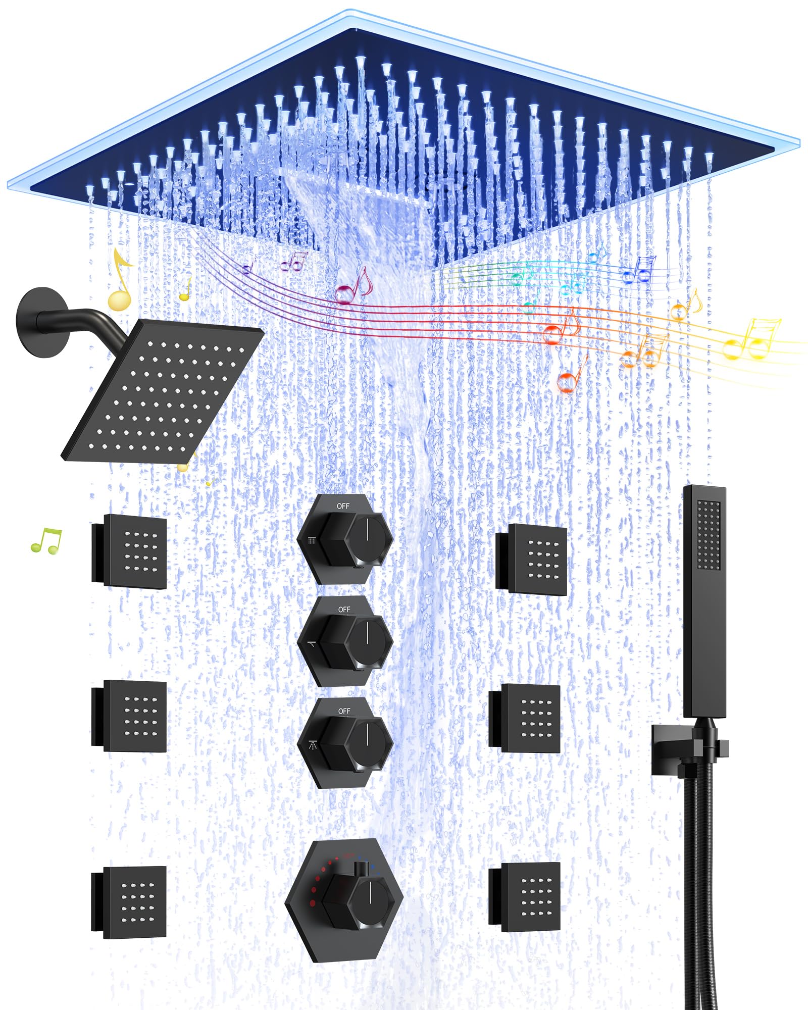 Amazon.com: EVERSTEIN 64-Color LED Mood Lighting Music Shower System ...