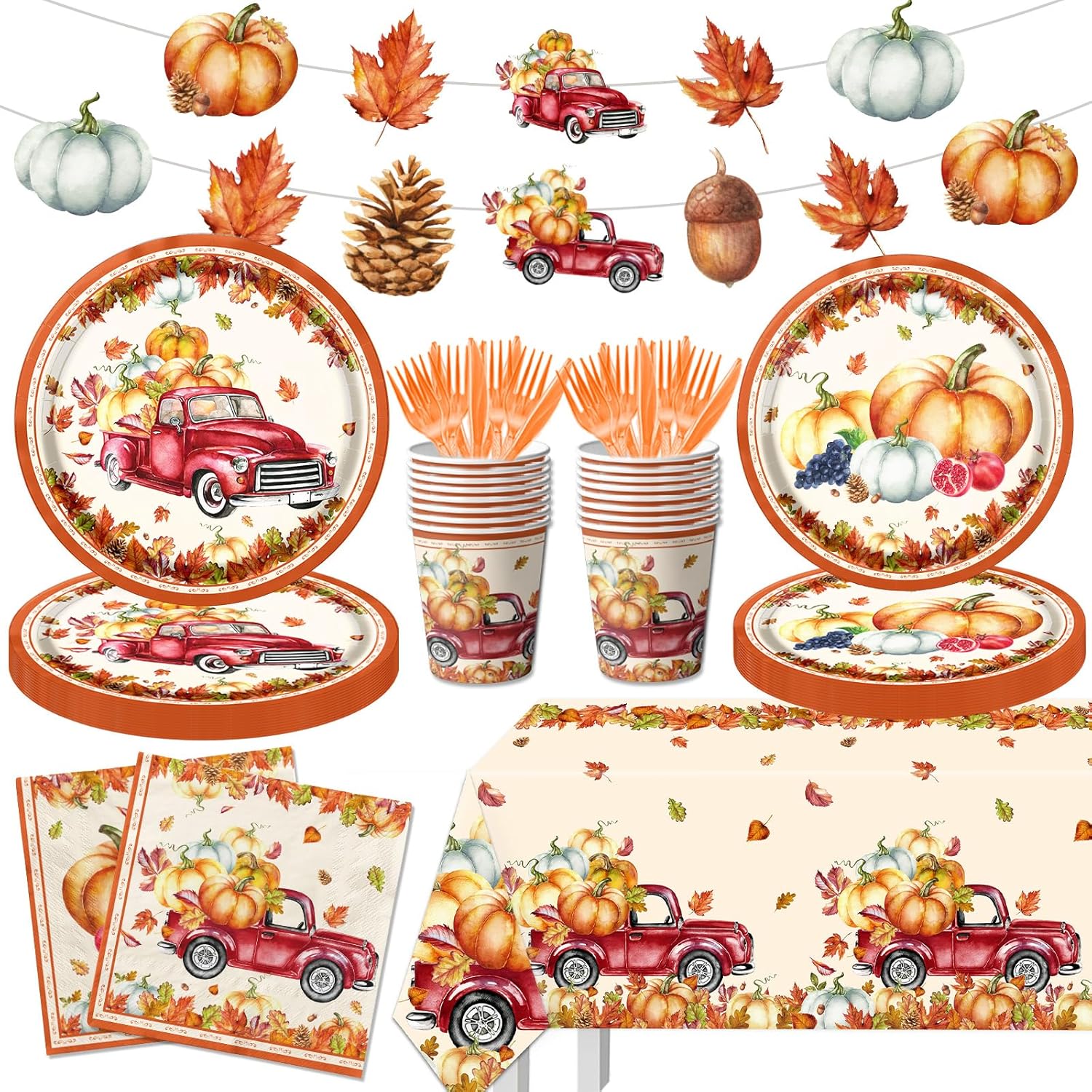 Amazon.com: 142Pcs Fall Party Plates and Napkins Party Supplies, Autumn ...
