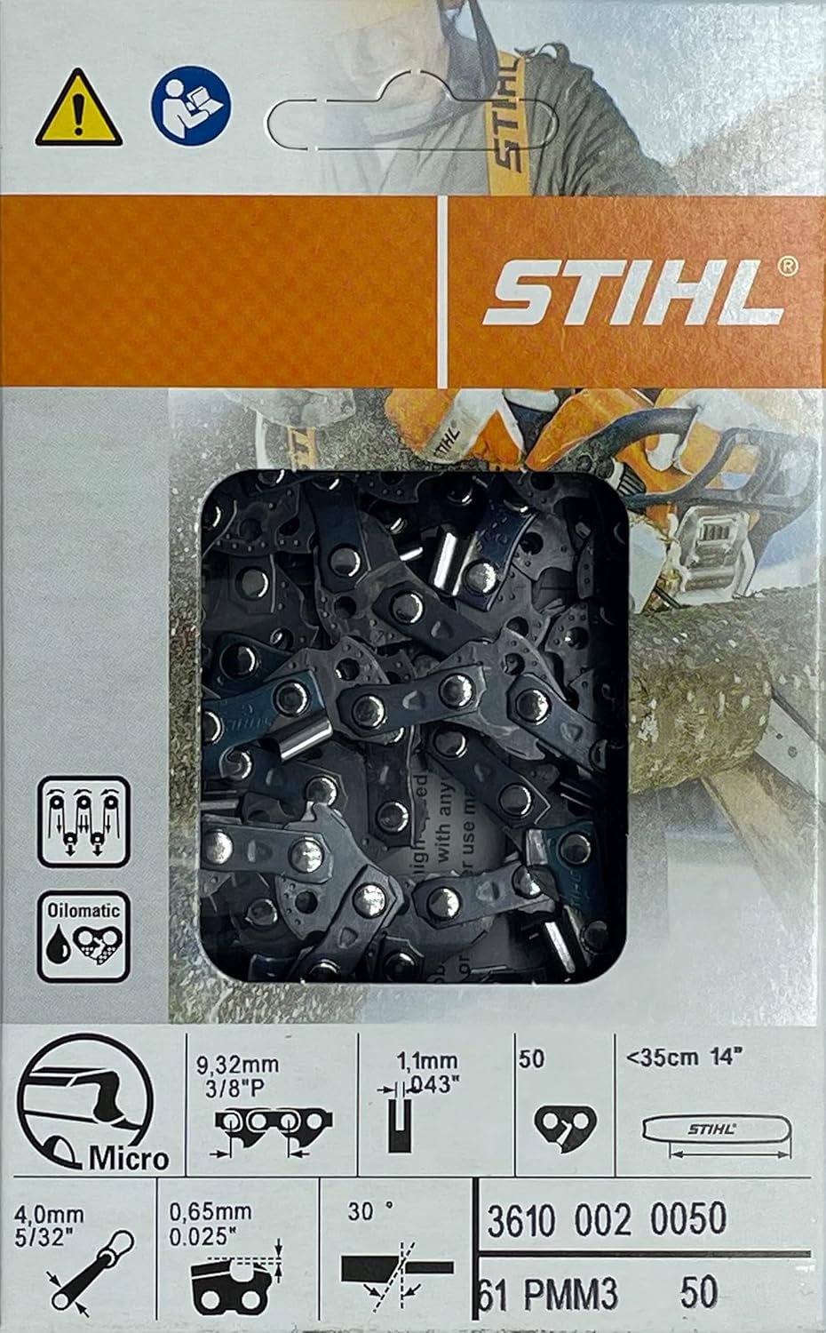 STIHL 61 PMM3 50 Oilomatic Chainsaw Chain for 14'' Bar 3/8''P Pitch ...