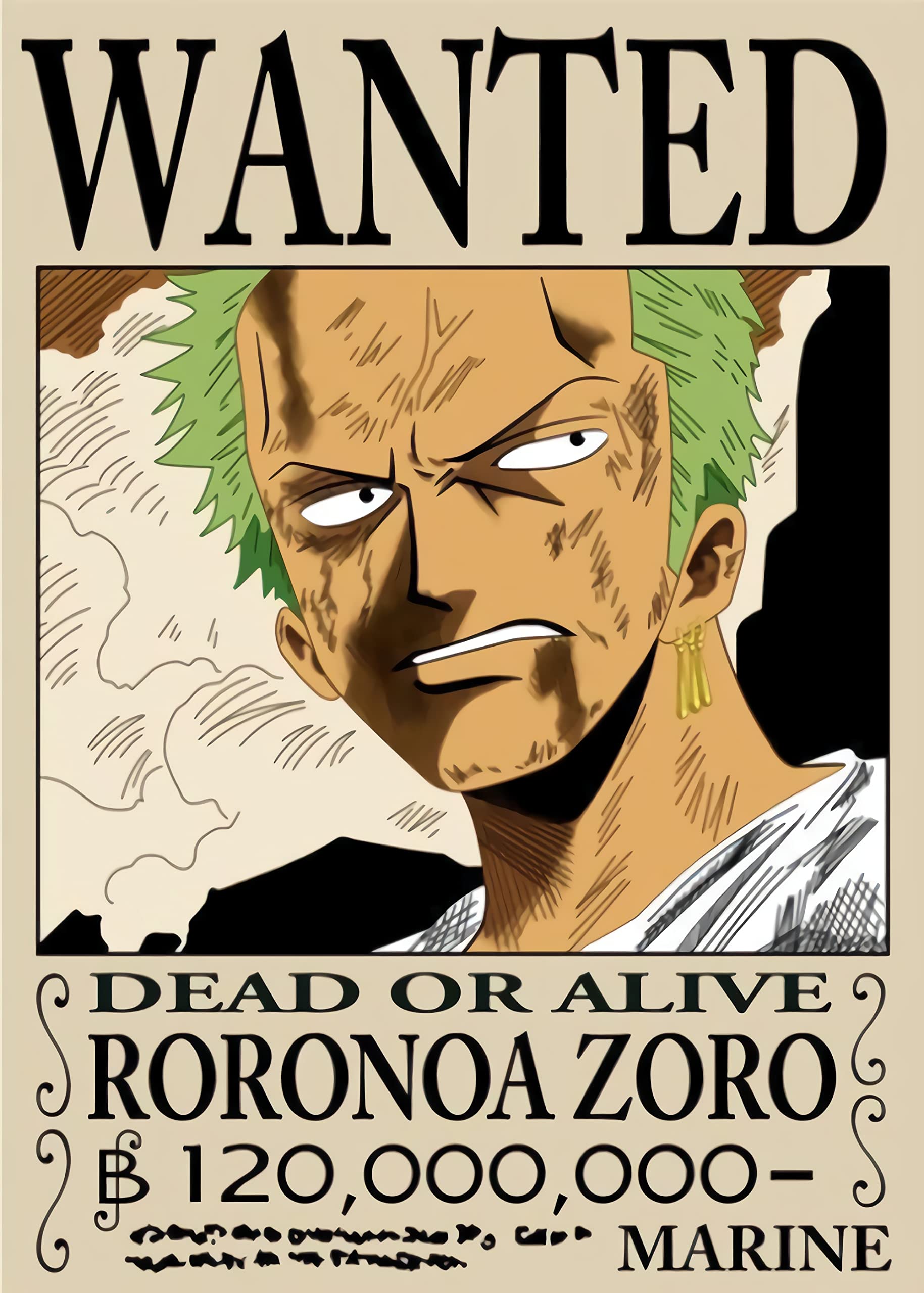Buy LHCCHV One Piece s Roronoa Zoro Wanted s Signs Anime Wall Decor ...