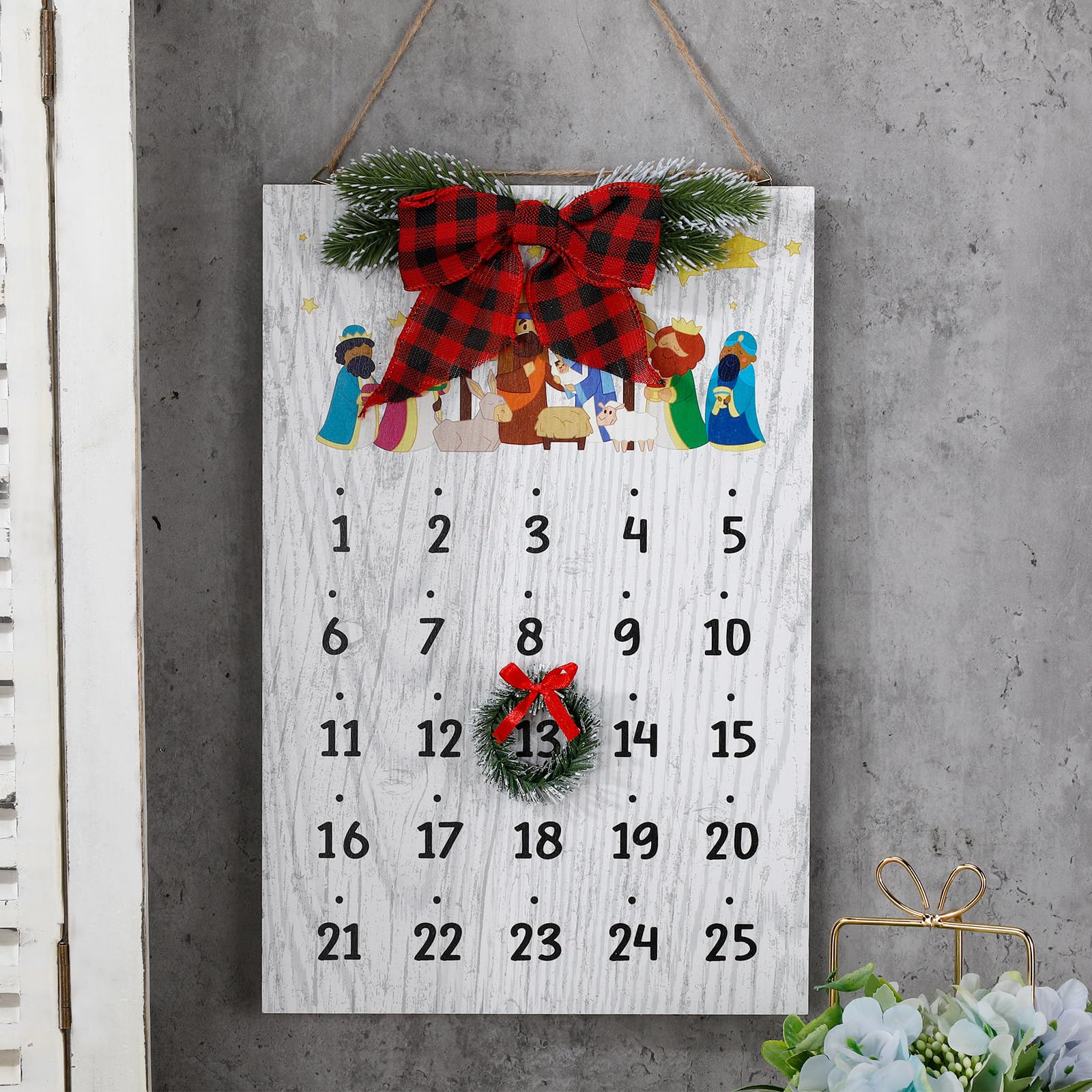 Snapklik.com : Christmas Countdown Calendar Wooden Nativity Advent ...