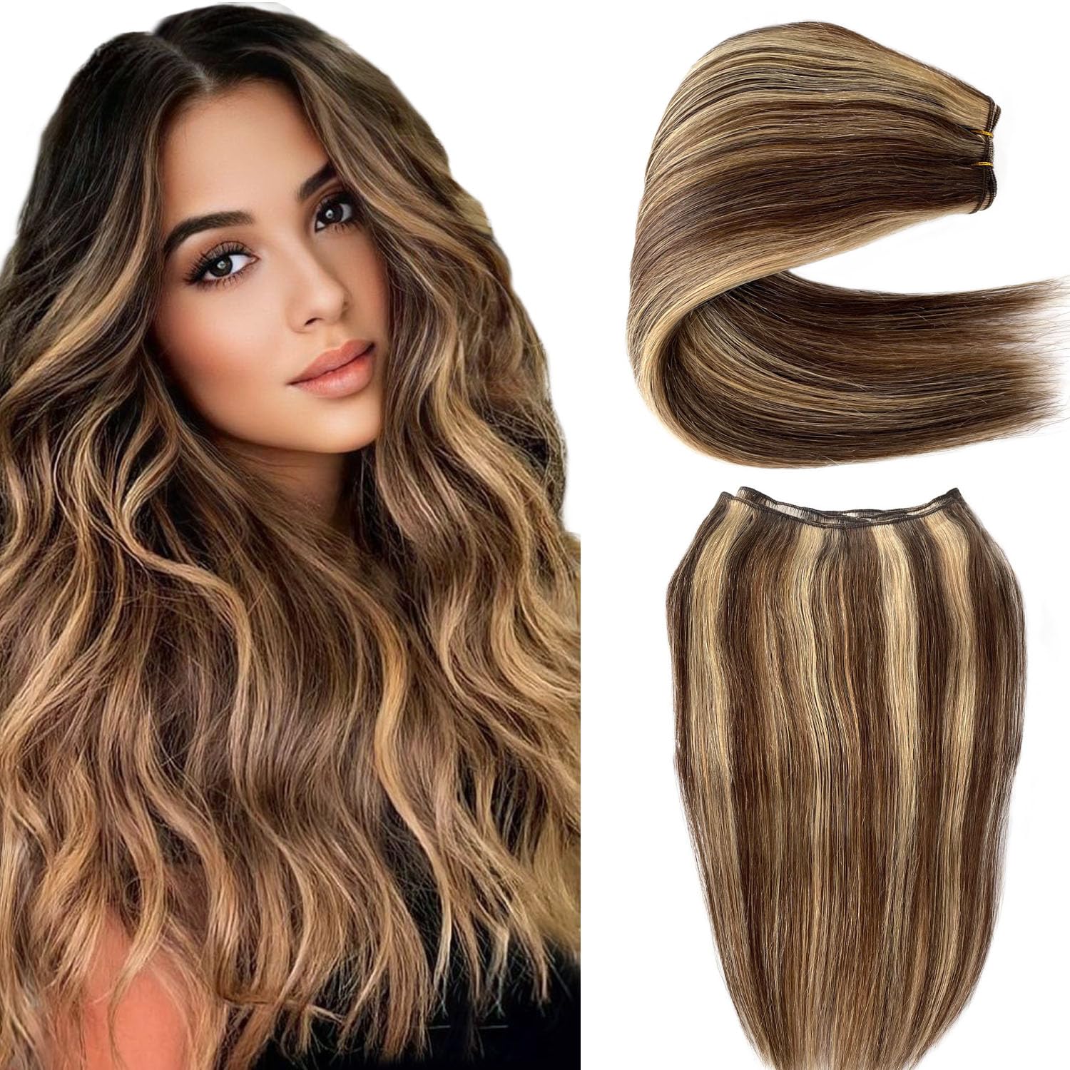 Amazon.com : Sew In Hair Extensions 22 Inch Hand Tied Weft Hair ...