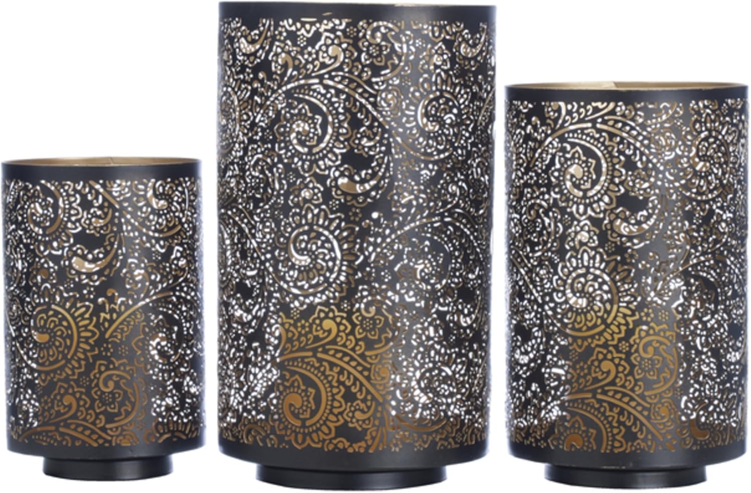 Amazon.com: Elements Black Metal Paisly Luminaries, Set of 3