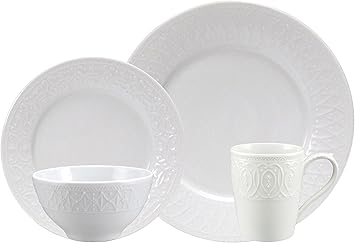 Amazon.com | Nikko Blanc Fleur Fine China White 16 Piece Dinnerware Set ...