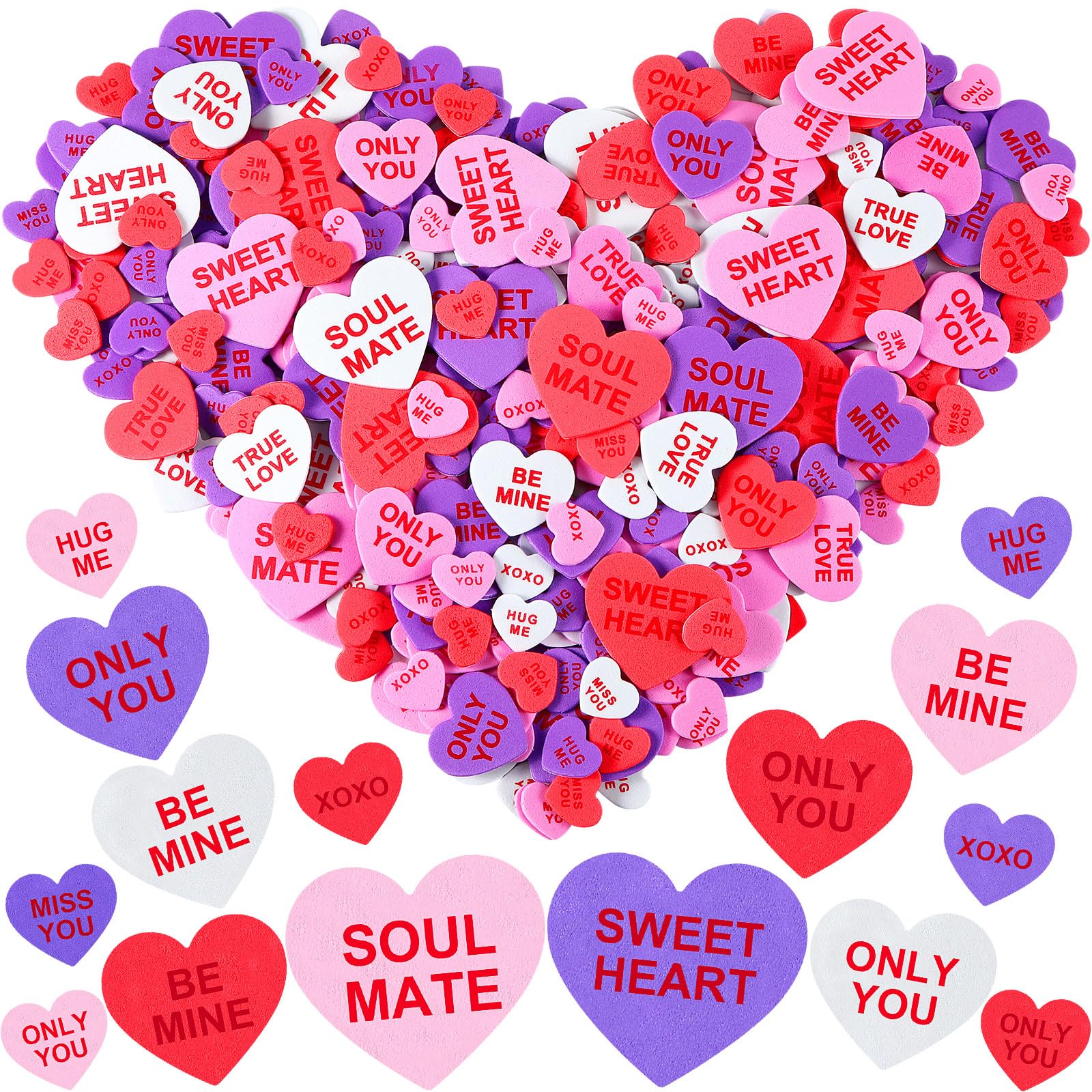 Amazon.com: Resurhang 1000 Pcs Valentine Heart Stickers Foam Self ...