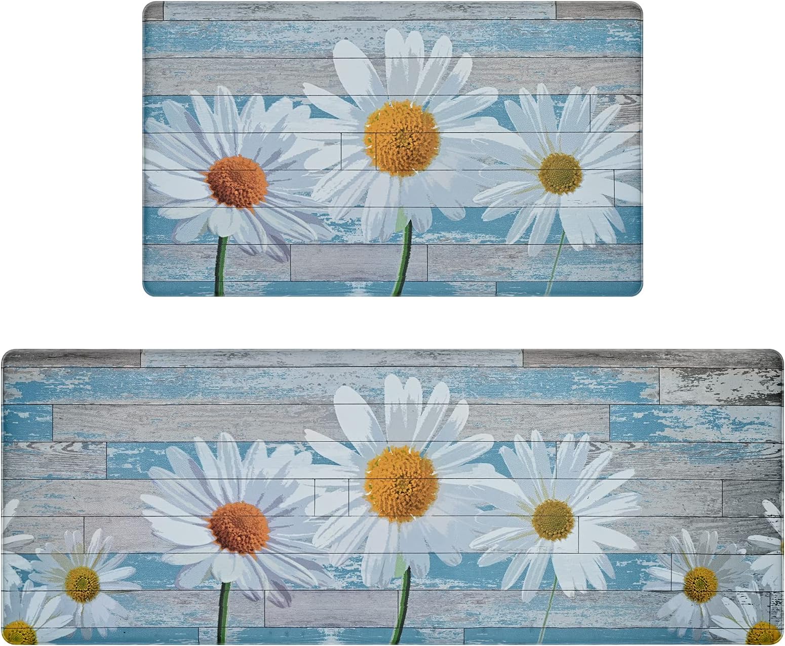 Amazon.com: Rustic Flower Kitchen Rug Sets of 2 Pieces,Daisy Flowers ...