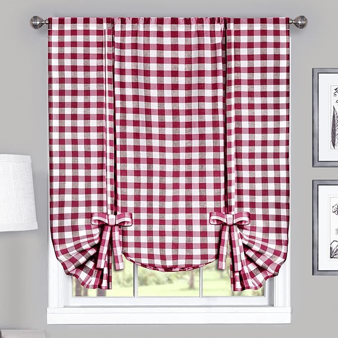 Amazon.com: Buffalo Check Gathered Swag Window Curtain Pair - 72 Inch ...