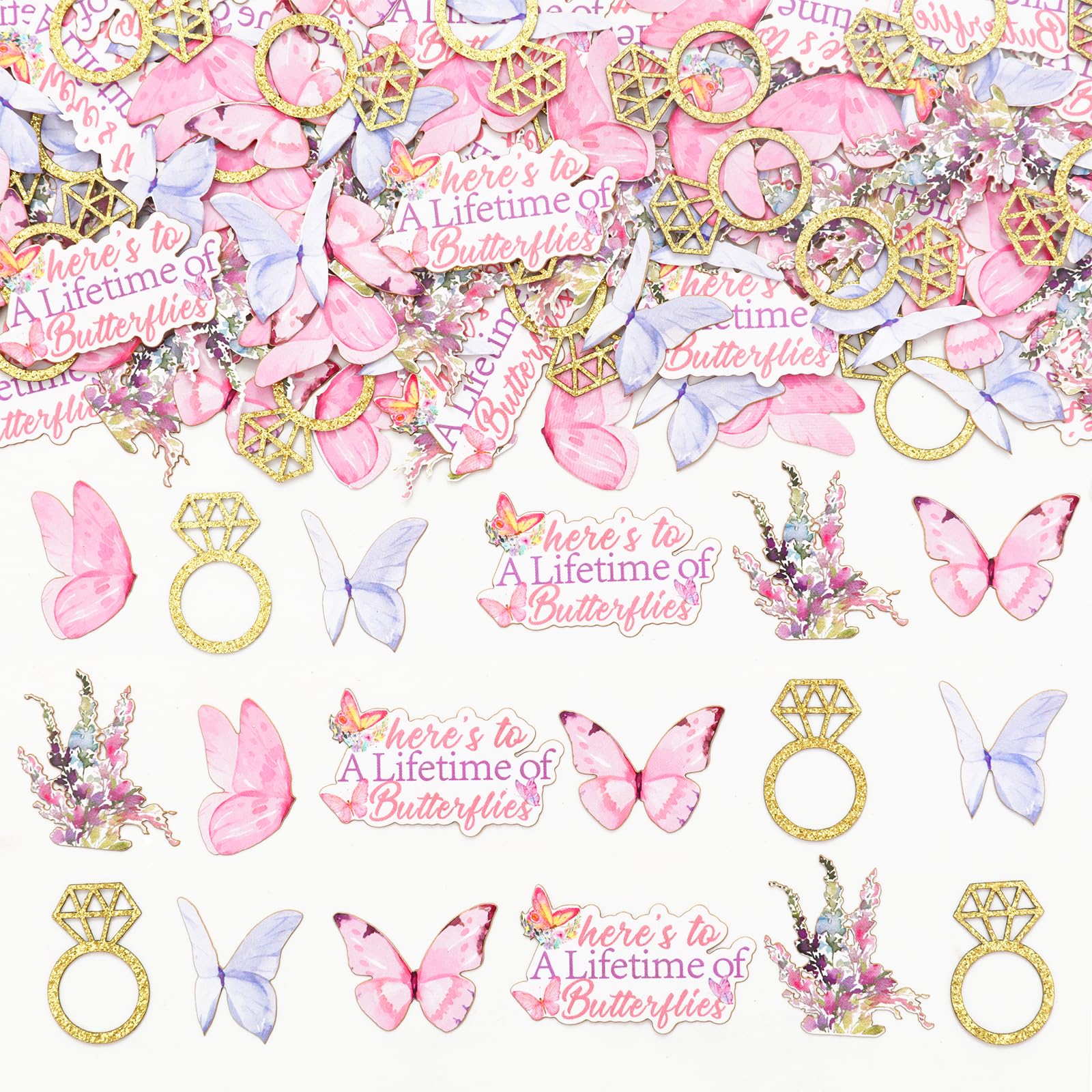 Amazon.com: JOYMEMO 185 Pieces Butterfly Bridal Shower Confetti - Here ...