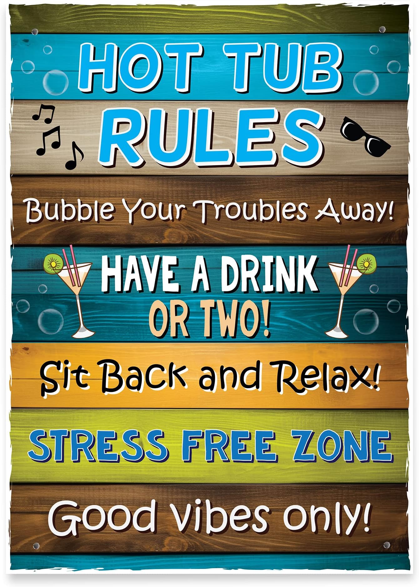 Hioni Hot Tub Rules, Metal Tin Sign, Vintage Plaque Wall Decor : Amazon ...